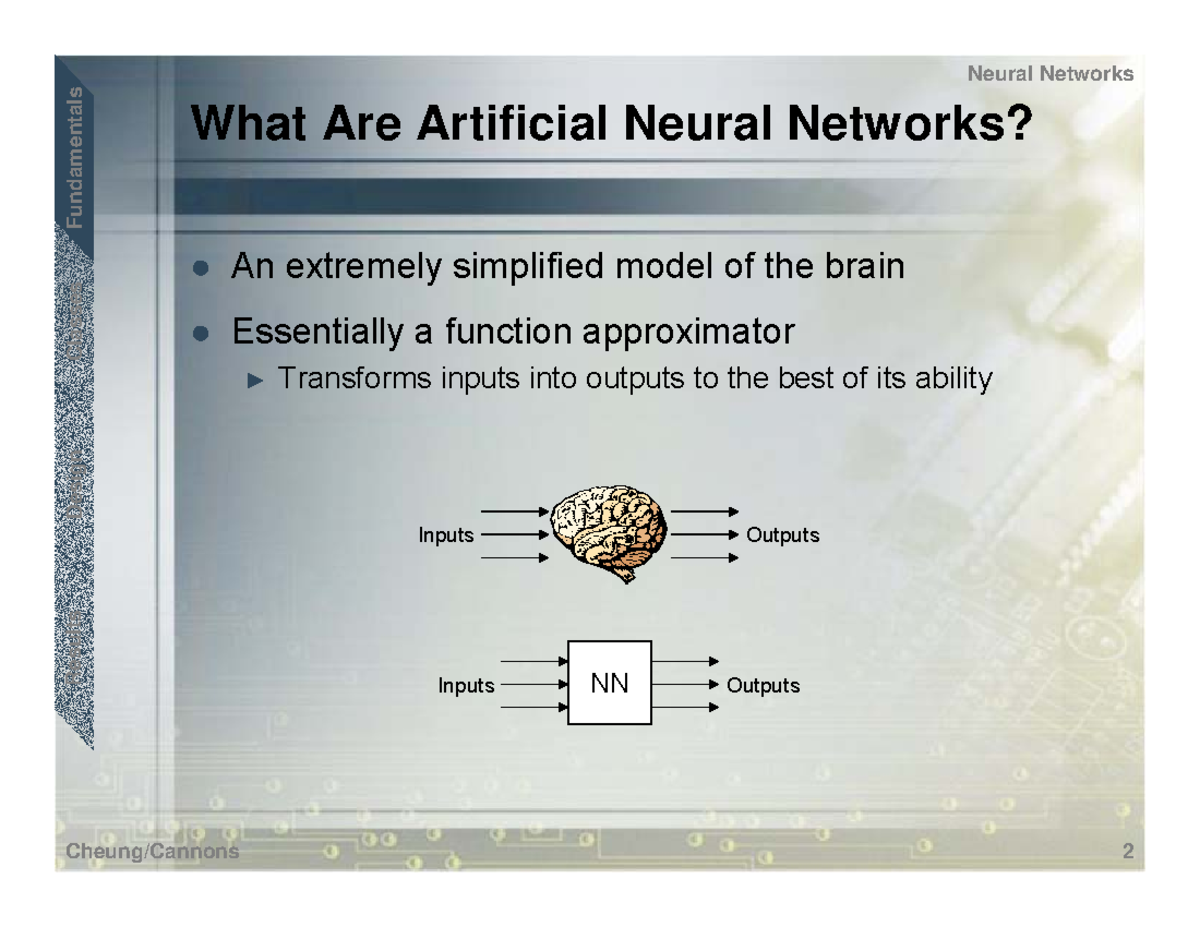 ANN-pdf-2 - Notes of MLT - Neural Networks What Are Artificial Neural ...