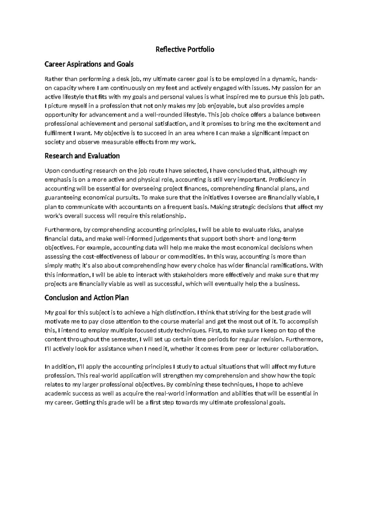 Reflective Portfolio building science - Reflective Portfolio Career ...