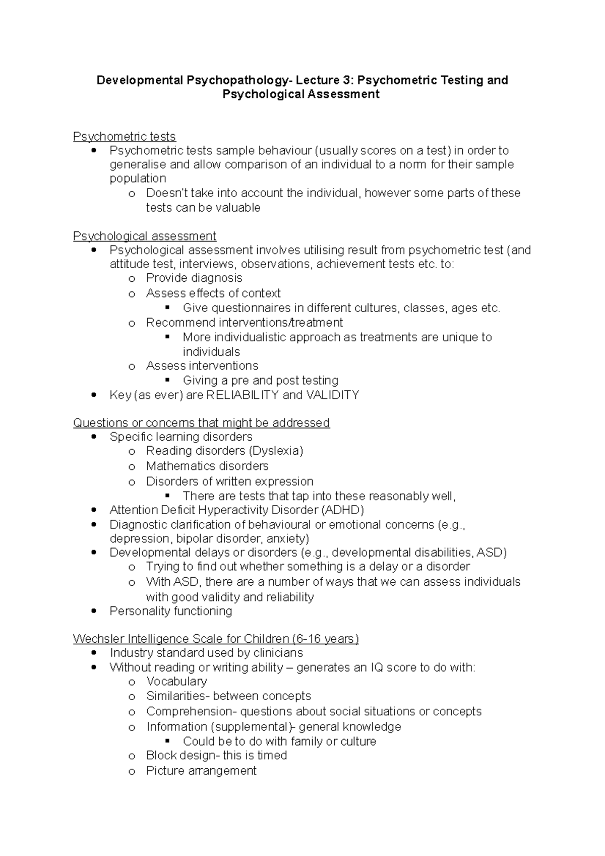 Lecture 5- Psychometric Testing and Psychological Assessment ...