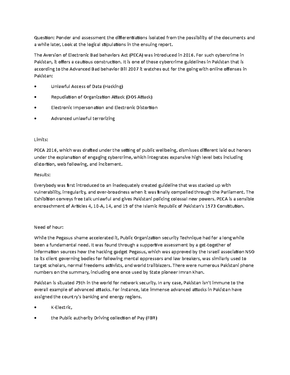 Q3 - Computer Science - Question: Ponder and assessment the ...