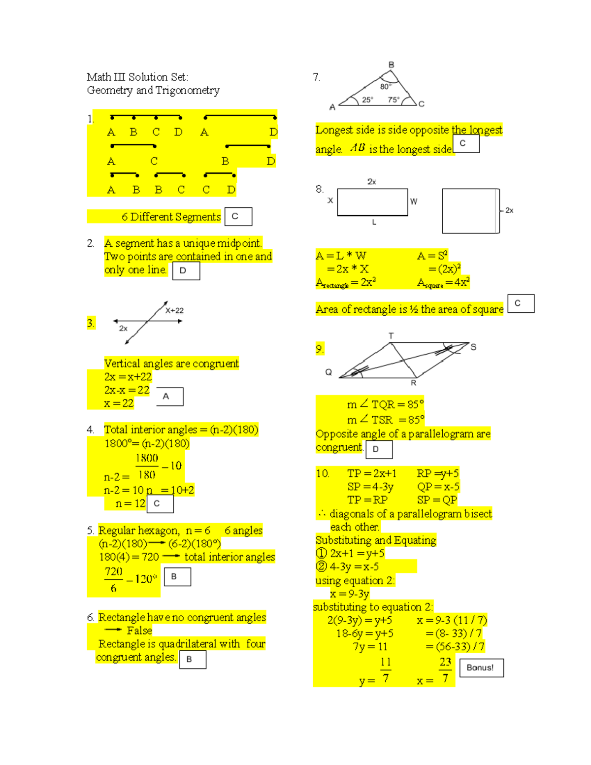 Math in the Modern World - Math III Solution Set: Geometry and ...
