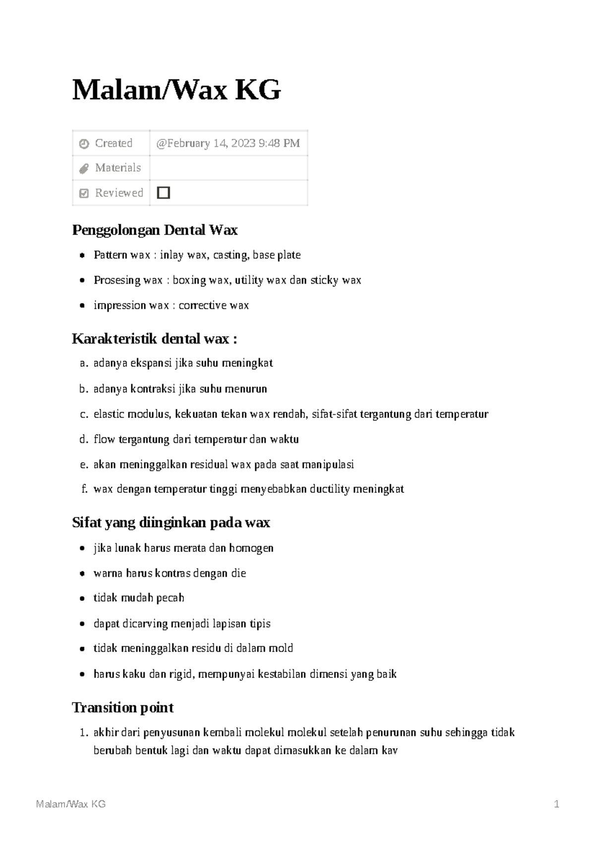 Malam/ Wax Kedokteran Gigi - Malam/Wax KG 1 Malam/Wax KG Created ...