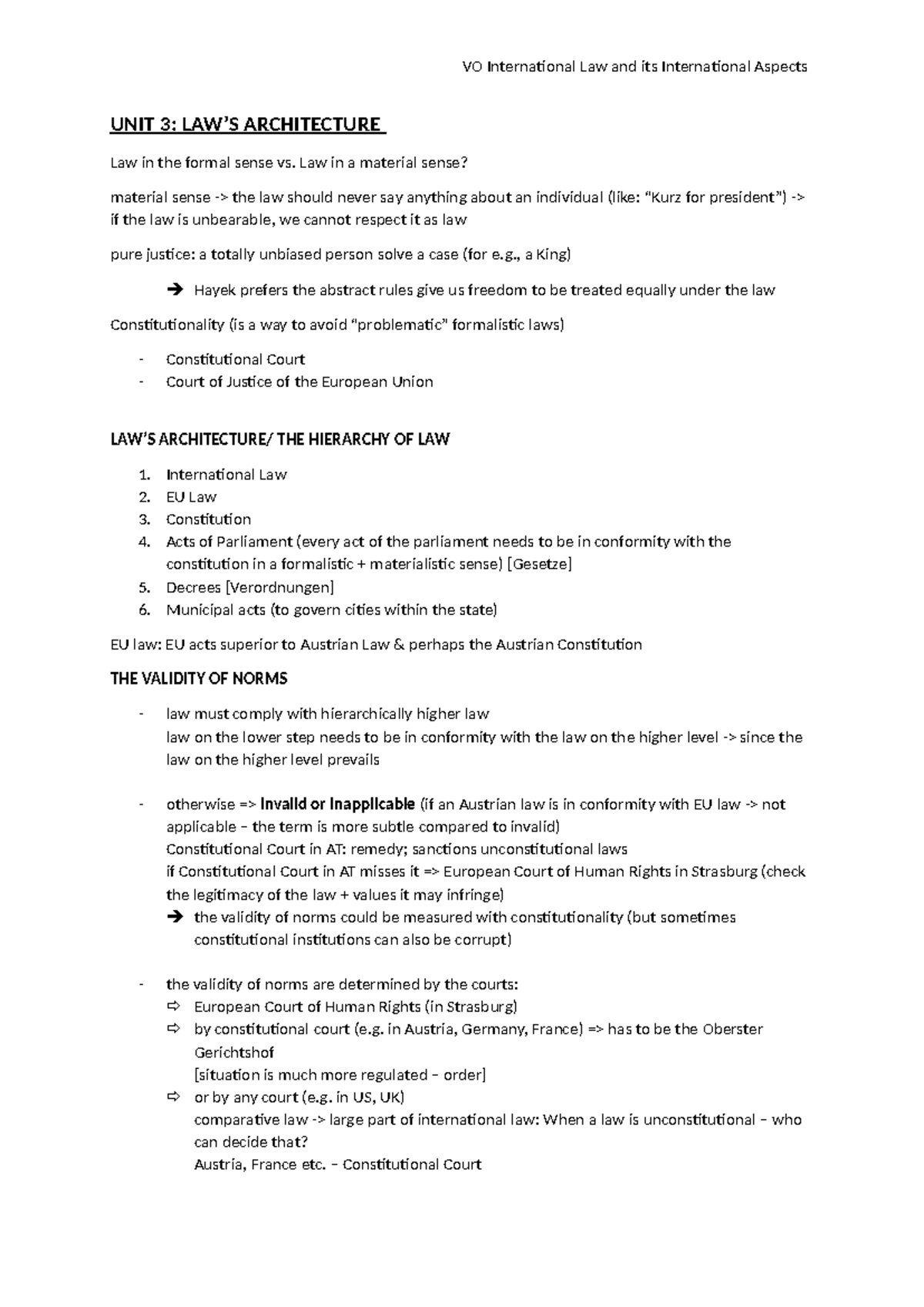 PM1 VO Laws Architecture - UNIT 3: LAW’S ARCHITECTURE Law in the formal ...