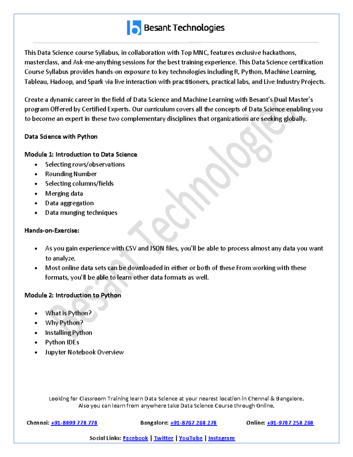 Data science course syllabus - Looking for Classroom Training learn Data Science at your nearest ...