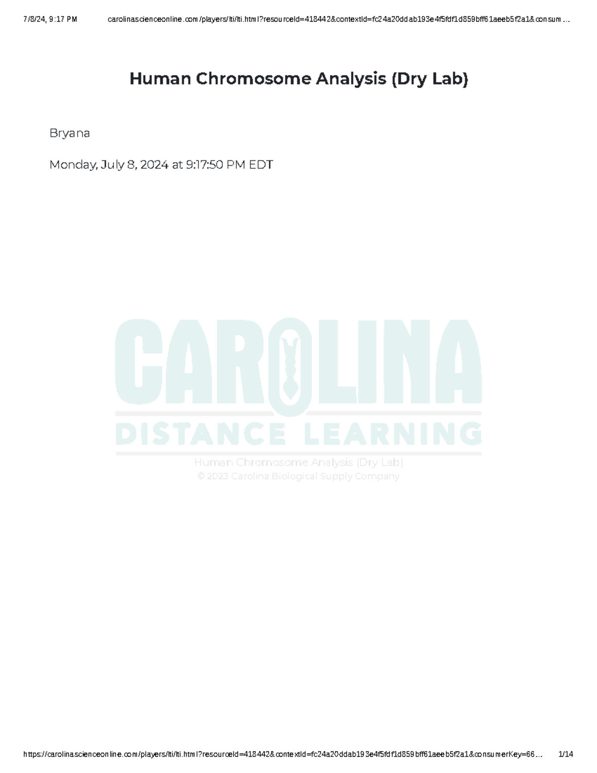 human chromosomes dry lab Carolina science - Human Chromosome Analysis ...