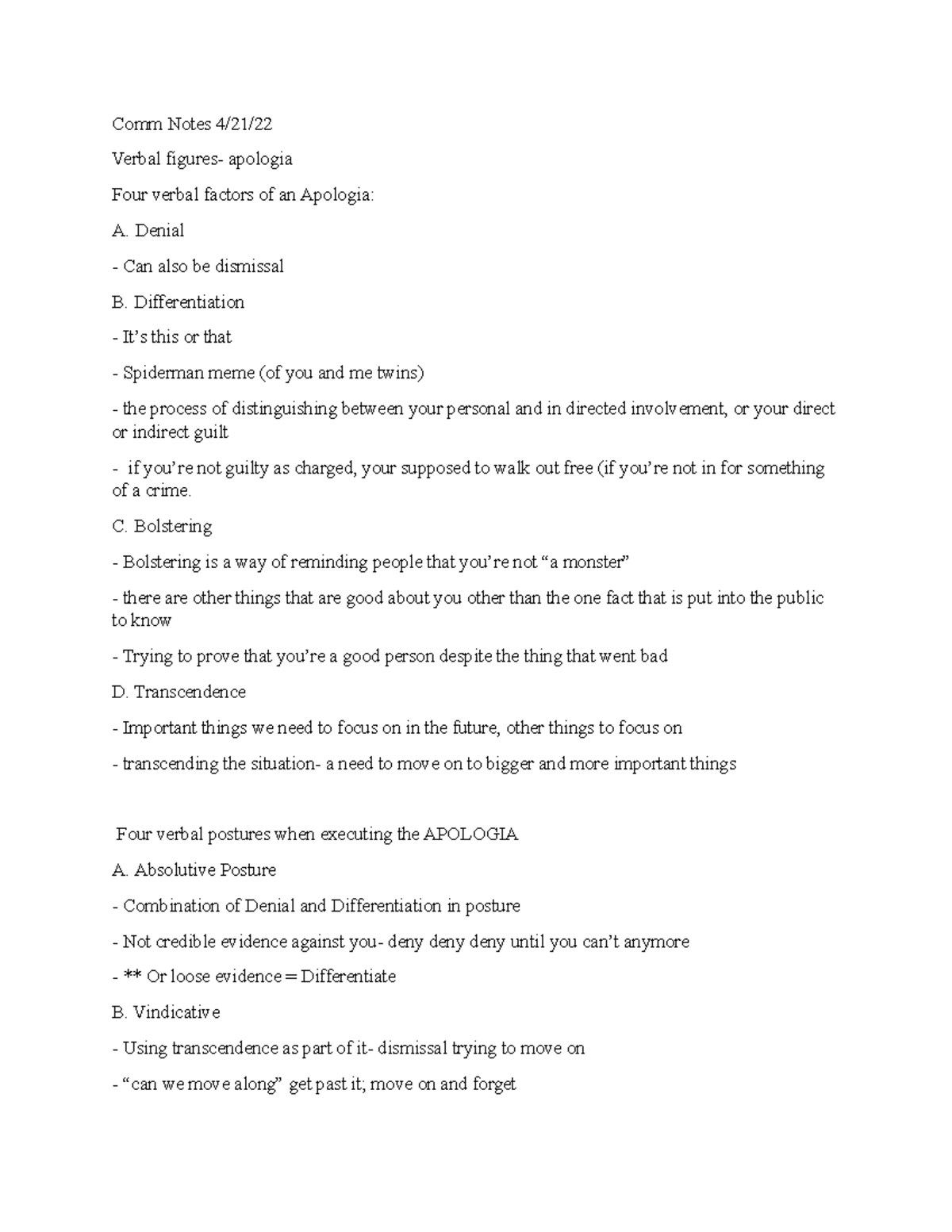 Comm Notes april 21 apologia - Comm Notes 4/21/ Verbal figures ...