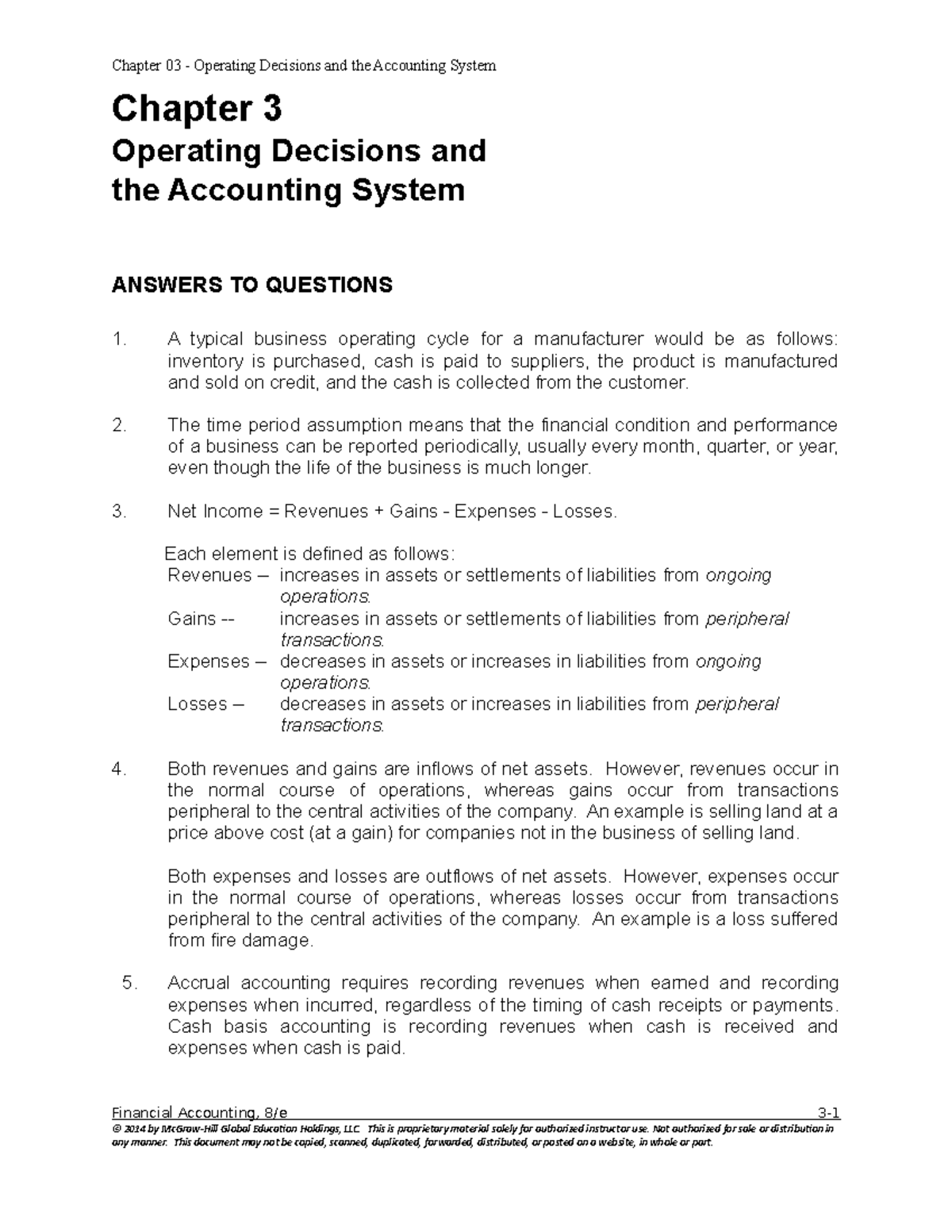 Chapter3 Answer Answer - Chapter 3 Operating Decisions and the ...