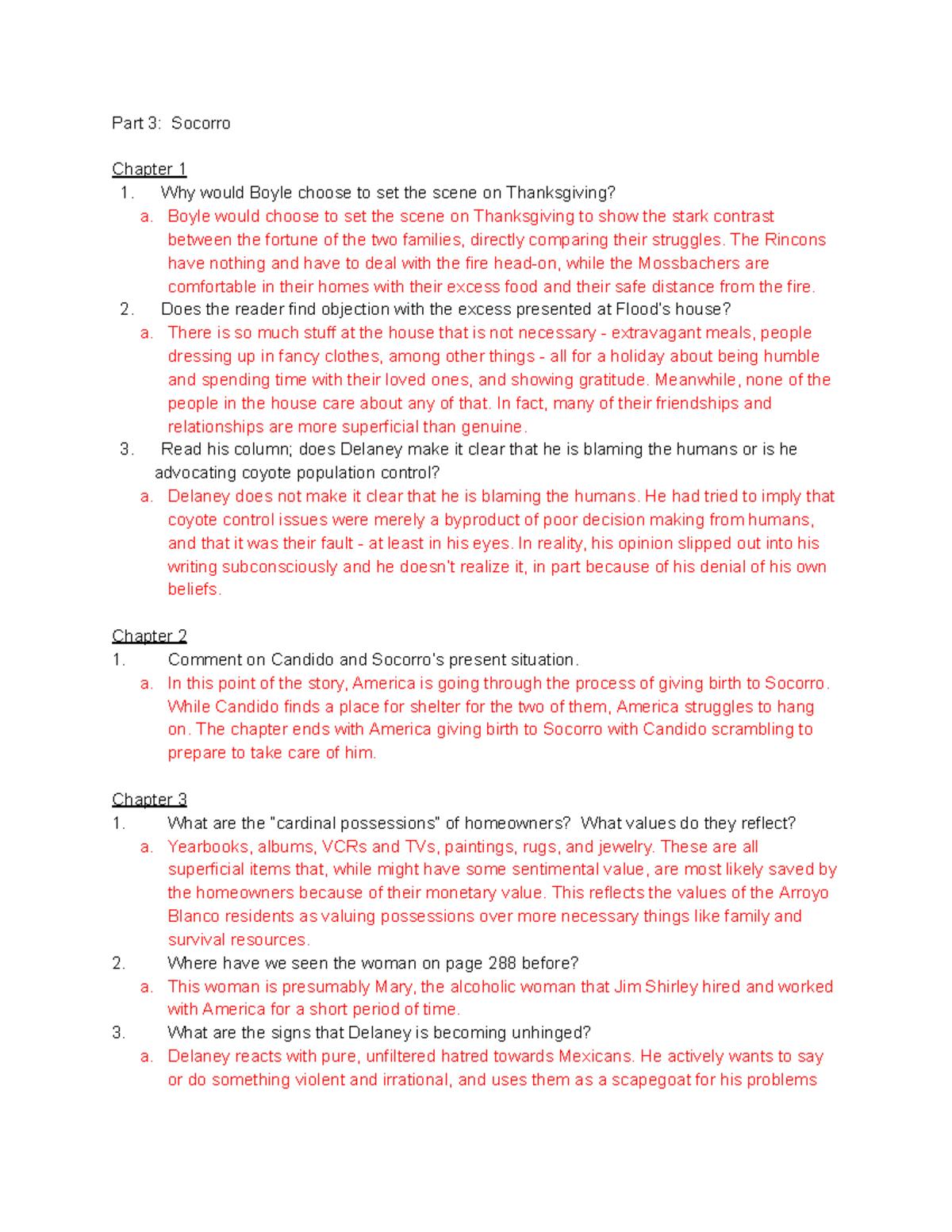 Tortilla Curtain - Chapter 3 Study Guide - Part 3: Socorro Chapter 1 1 ...