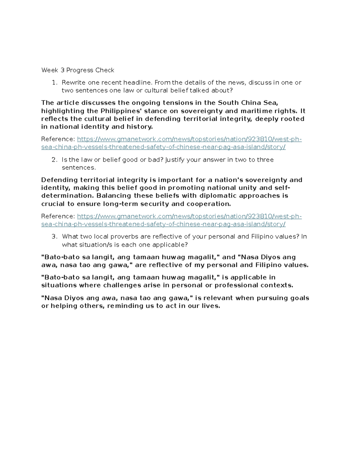 Week 3 Progress Check - Ethics - Week 3 Progress Check 1. Rewrite one recent headline. From the ...