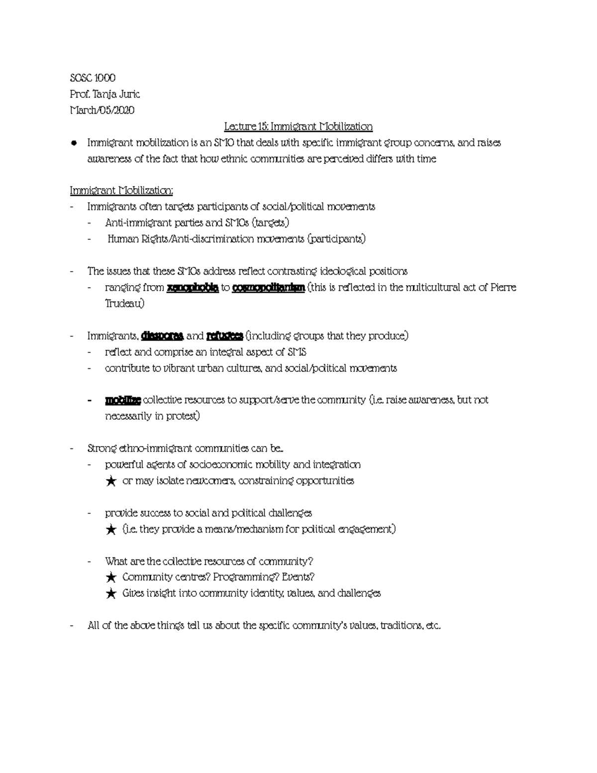 SOSC 1000 lecture 15 - Winter 2020 Professor Tanja Juric - SOSC 1000 Prof. Tanja Juric Mar/05 ...