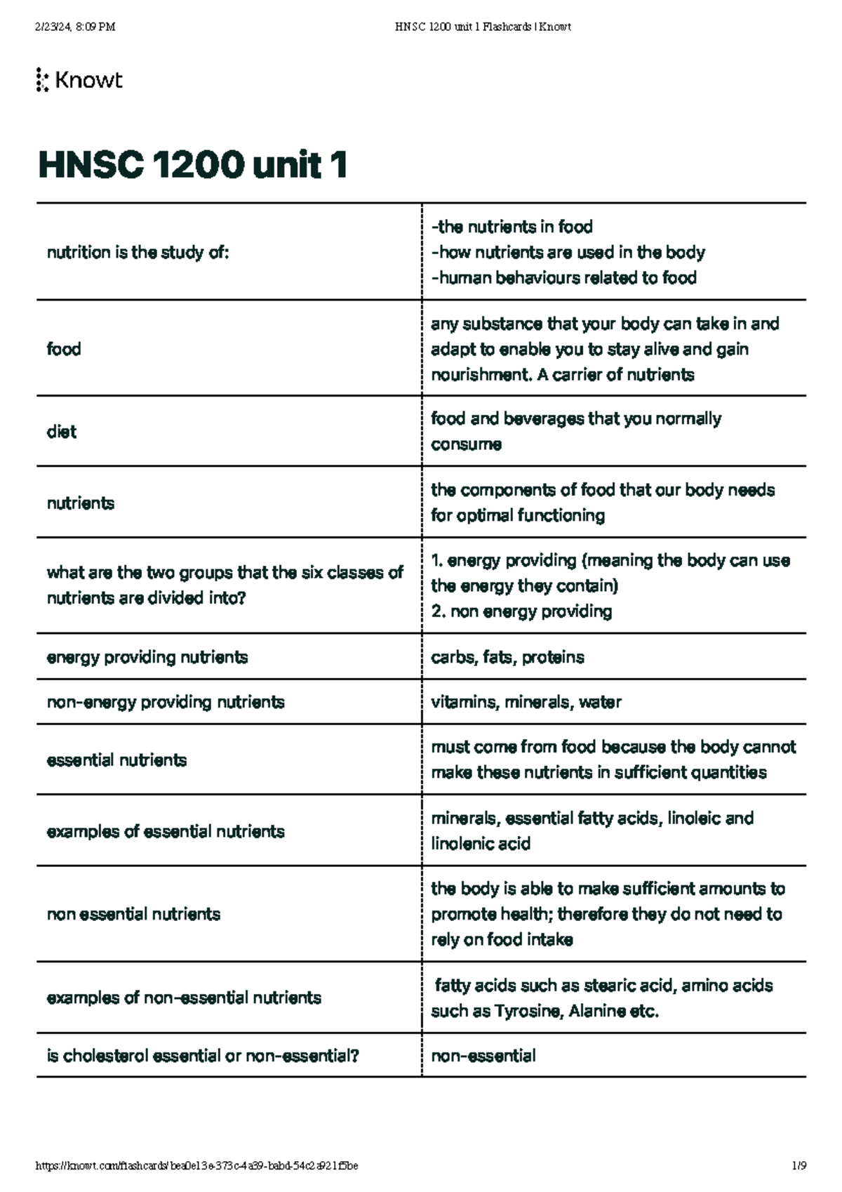 HNSC 1200 unit 1 Flashcards - HNSC 1200 unit 1 nutrition is the study ...