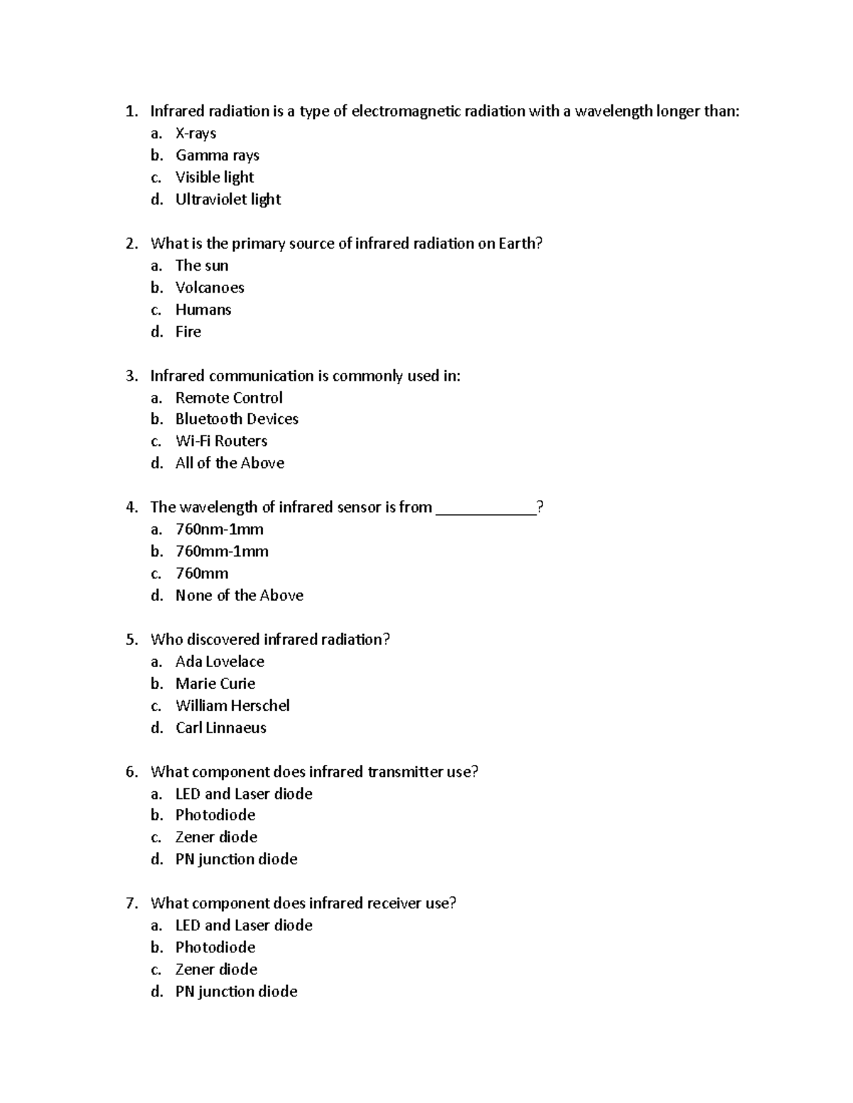 Infrared-Technology-Questions - Infrared radiation is a type of ...