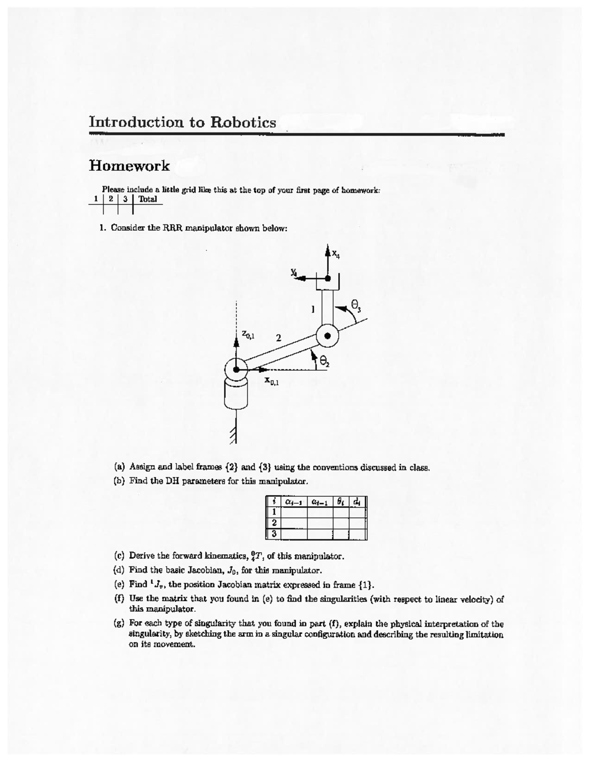 Introduction to Robotics Mechanics and Control Assignment 4 - ENGR6411 ...