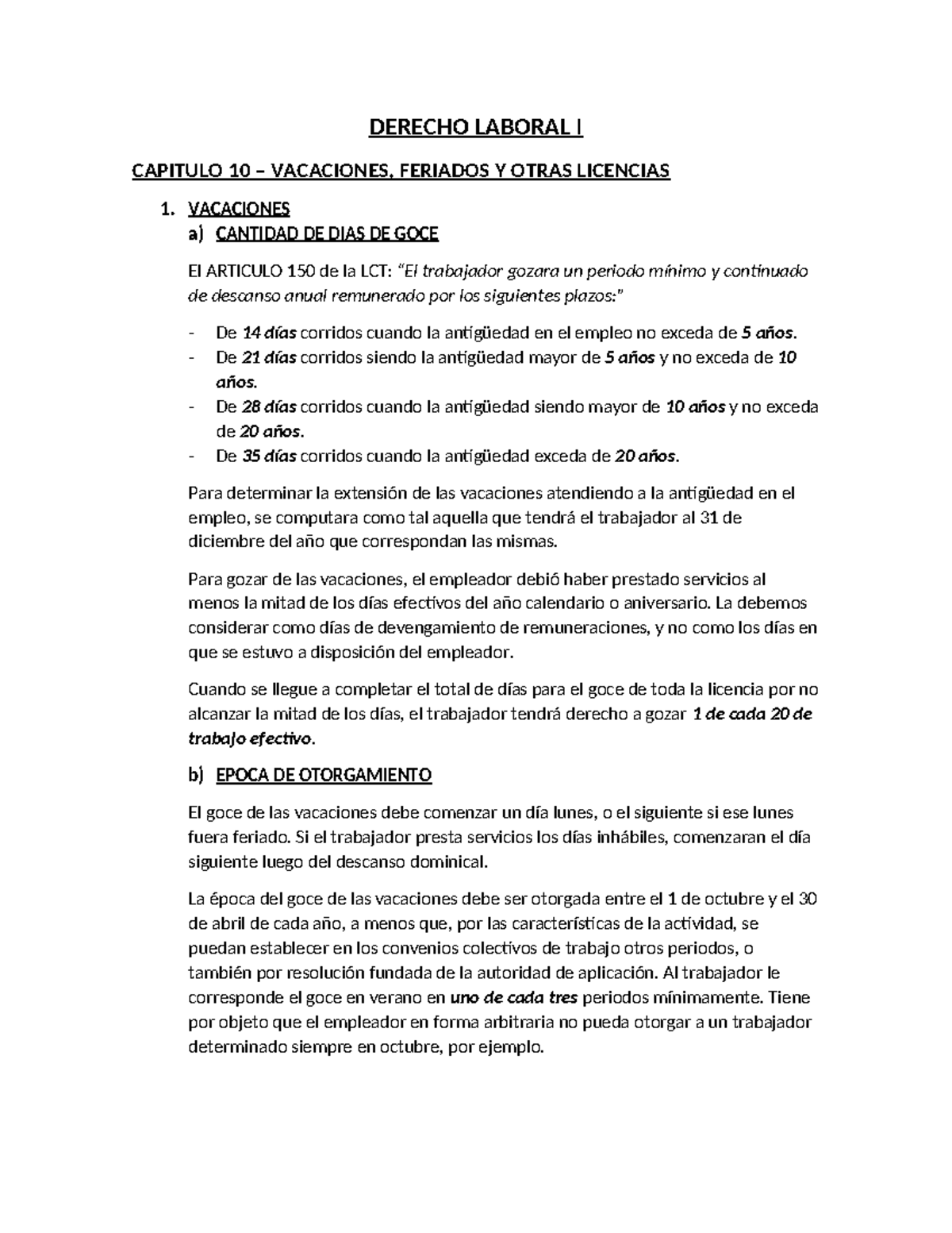 Capitulo 10 - derecho laboral - DERECHO LABORAL I CAPITULO 10 ...