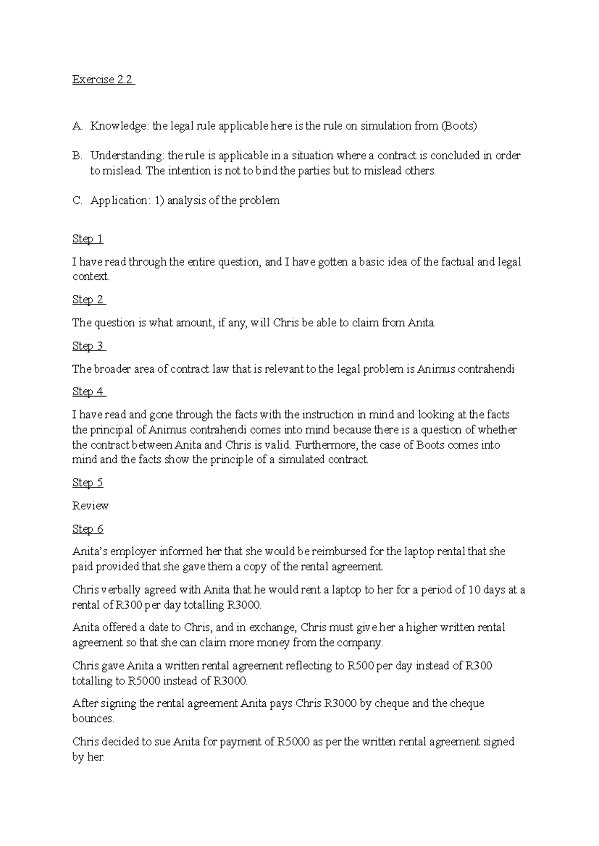 2346214 laws3044 Tutorial 1 - Exercise 2. A. Knowledge: the legal rule ...
