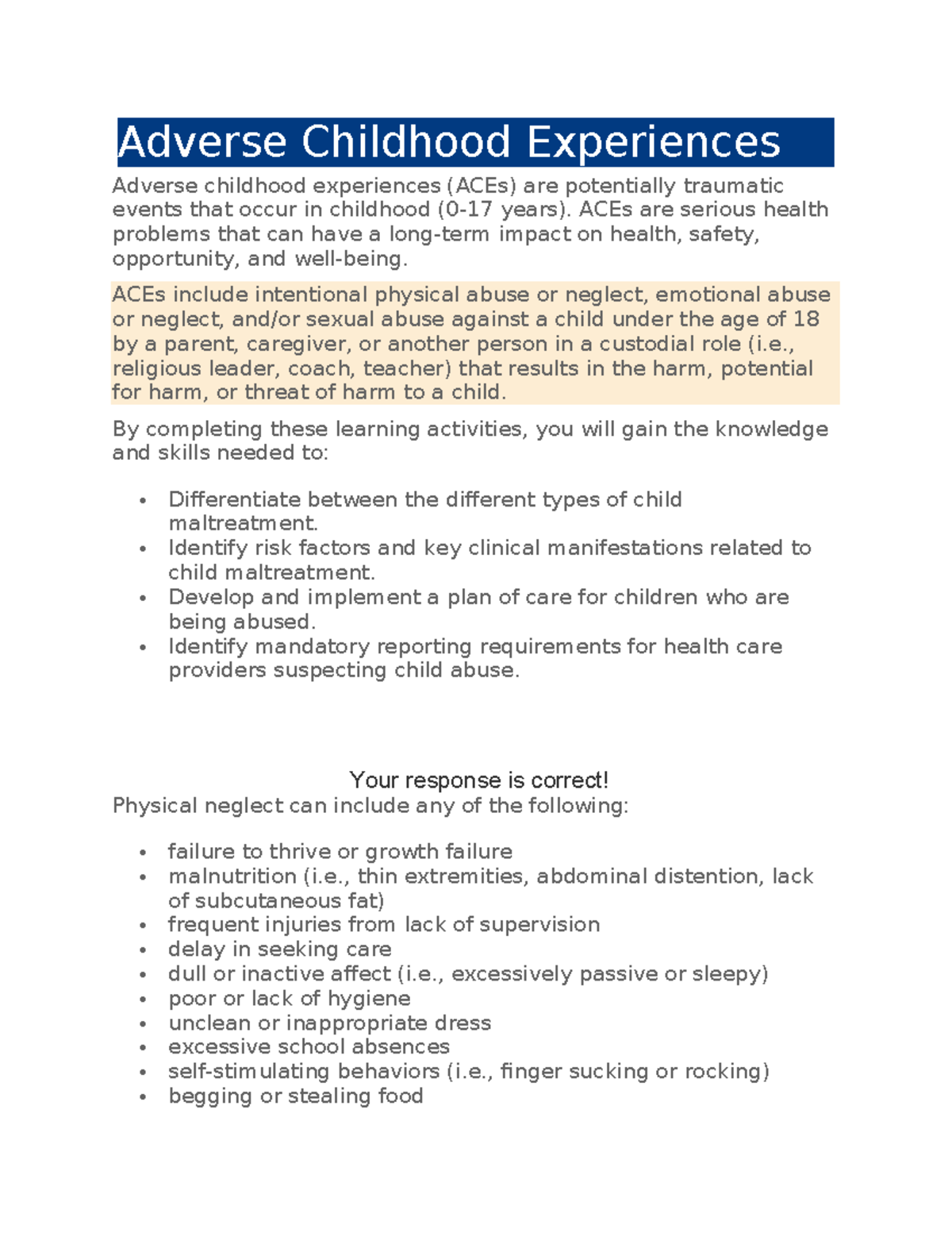 Adverse Childhood Experiences - Adverse Childhood Experiences Adverse ...