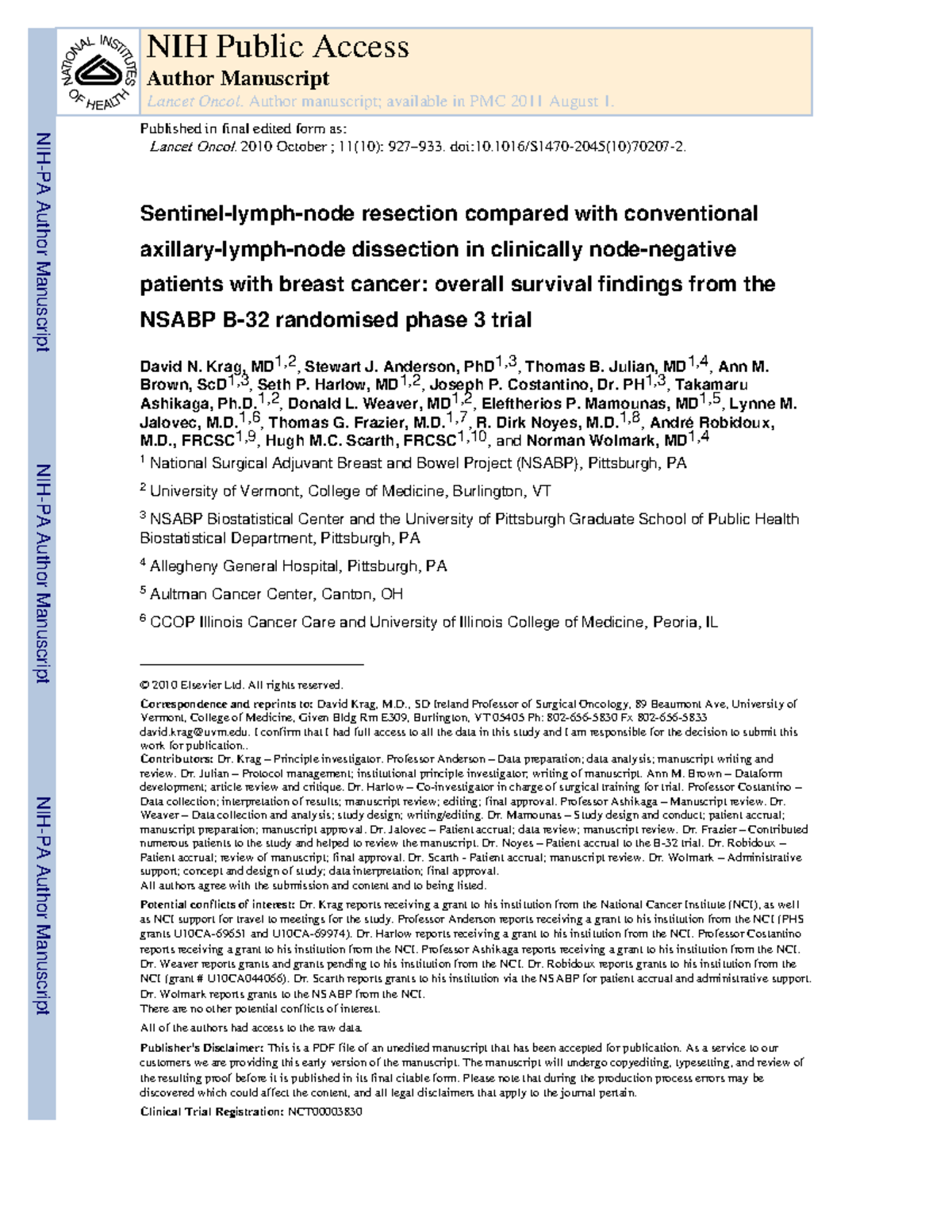 Estudii Nsabp 32 - ,,,,,,, - Sentinel-lymph-node resection compared ...