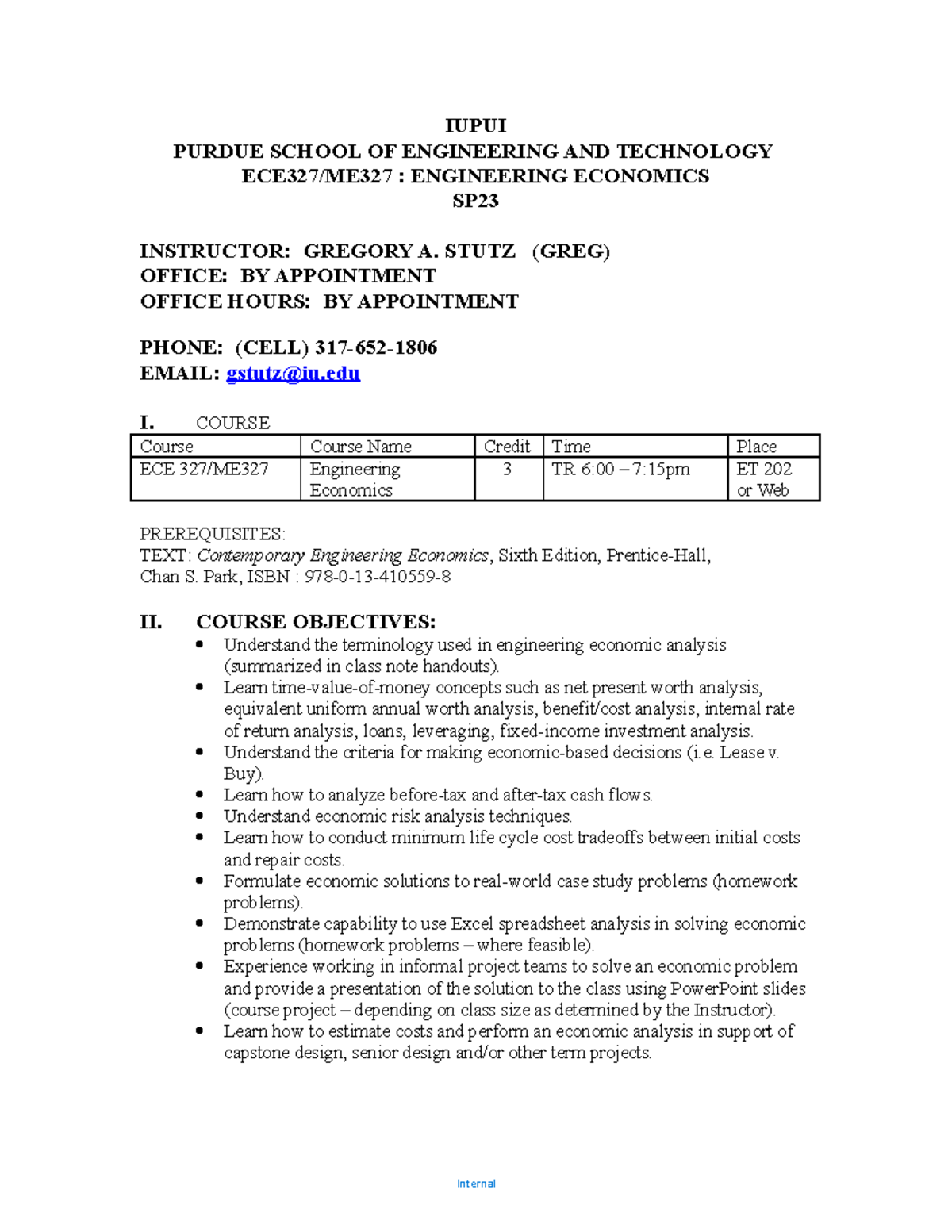 Syllabus.Engineering - Internal IUPUI PURDUE SCHOOL OF ENGINEERING AND ...