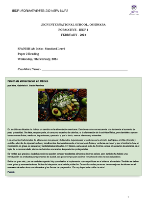 Spanish ab initio paper 2 reading comprehension text booklet SL Spanish ...