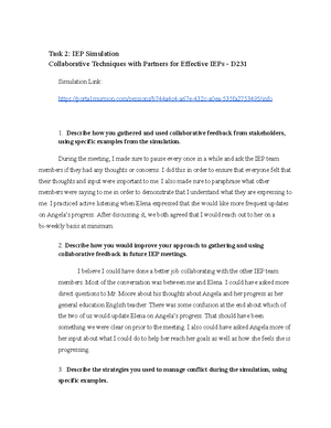 Task 2 IEP Simulation - Diana Giraldo D231: Collaborative Techniques ...