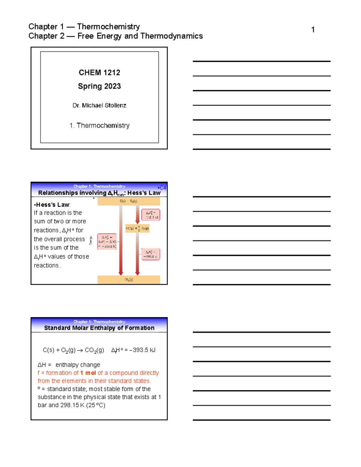04 Ch01 02 SP23 - Lecture notes - Chapter 2 — Free Energy and ...