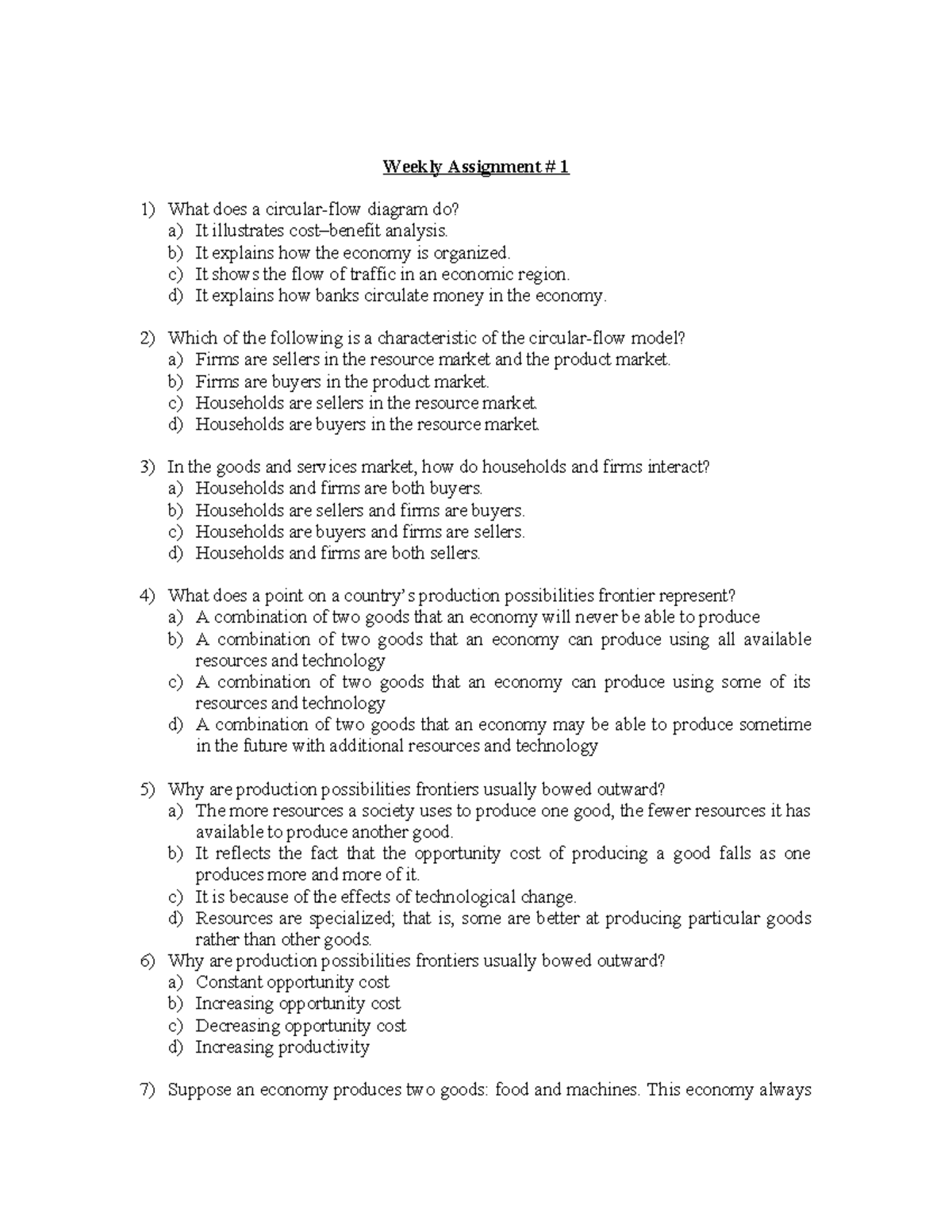 Weekly Assignment # 1 - Weekly Assignment # 1 What does a circular-flow ...