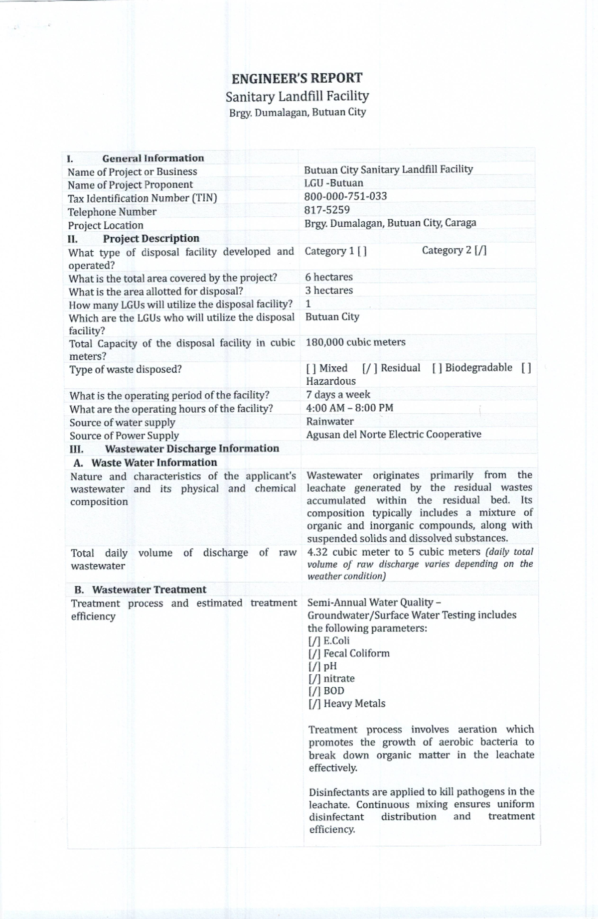 Engineer'S Report - Masters in Management Major in Environmental ...