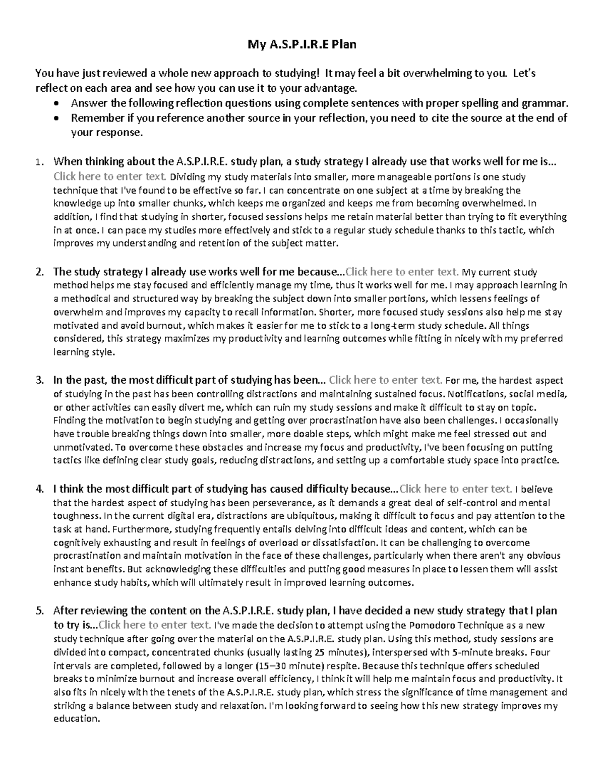 Aspire+Plan - plan - My A.S.P.I.R Plan You have just reviewed a whole ...