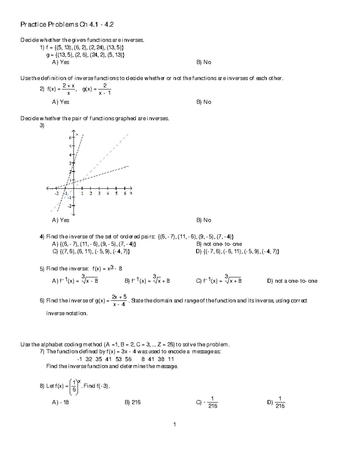 Practice Problems Ch 4.1 - 4 - Pr actice Pr oblems Ch 4 - 4. Decide ...