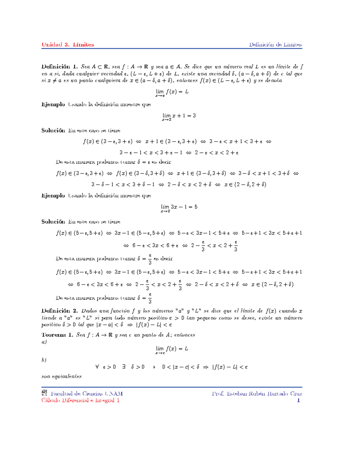 Limites 2016 1 1 - Definición de límite y demostración de teoremas - De ...