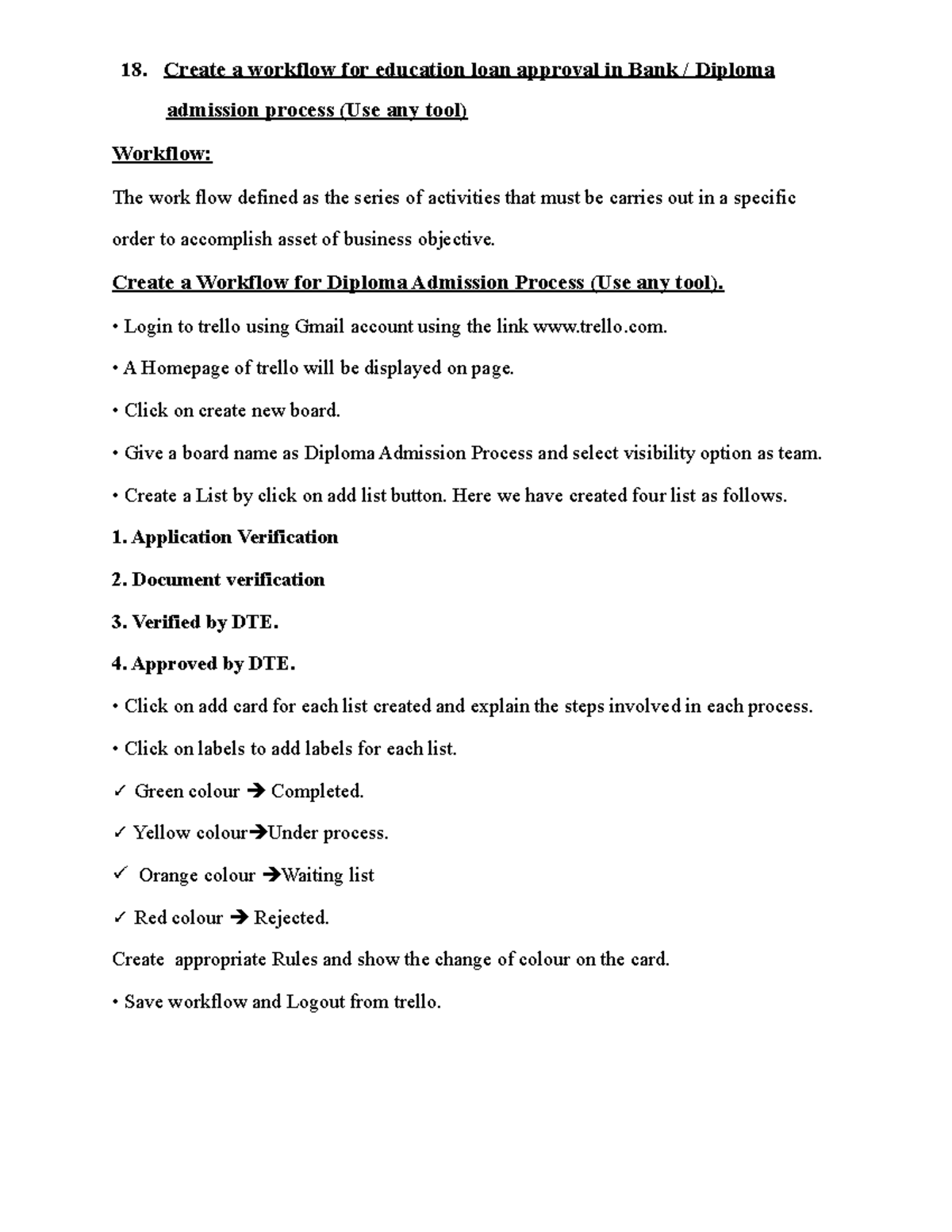 PRG 18 Work flow for Diploma admin - 18. Create a workflow for ...