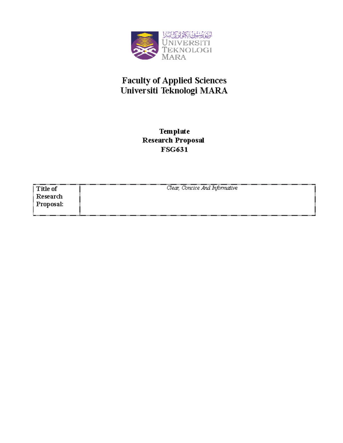 FSG631-Proposal Template New - Faculty of Applied Sciences Universiti ...