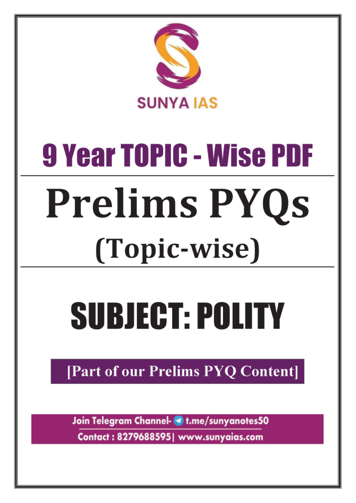 UPSC Prelims PYQ - Polity Topic Wise Question https:-upscpdf - SUNYA ...