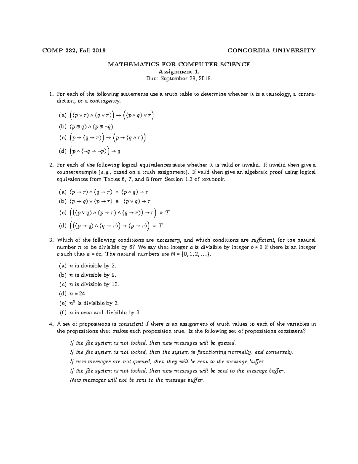 ENGR 251 - Assignment #1 - Concordia University - COMP 232, Fall 2019 CONCORDIA UNIVERSITY - Studocu