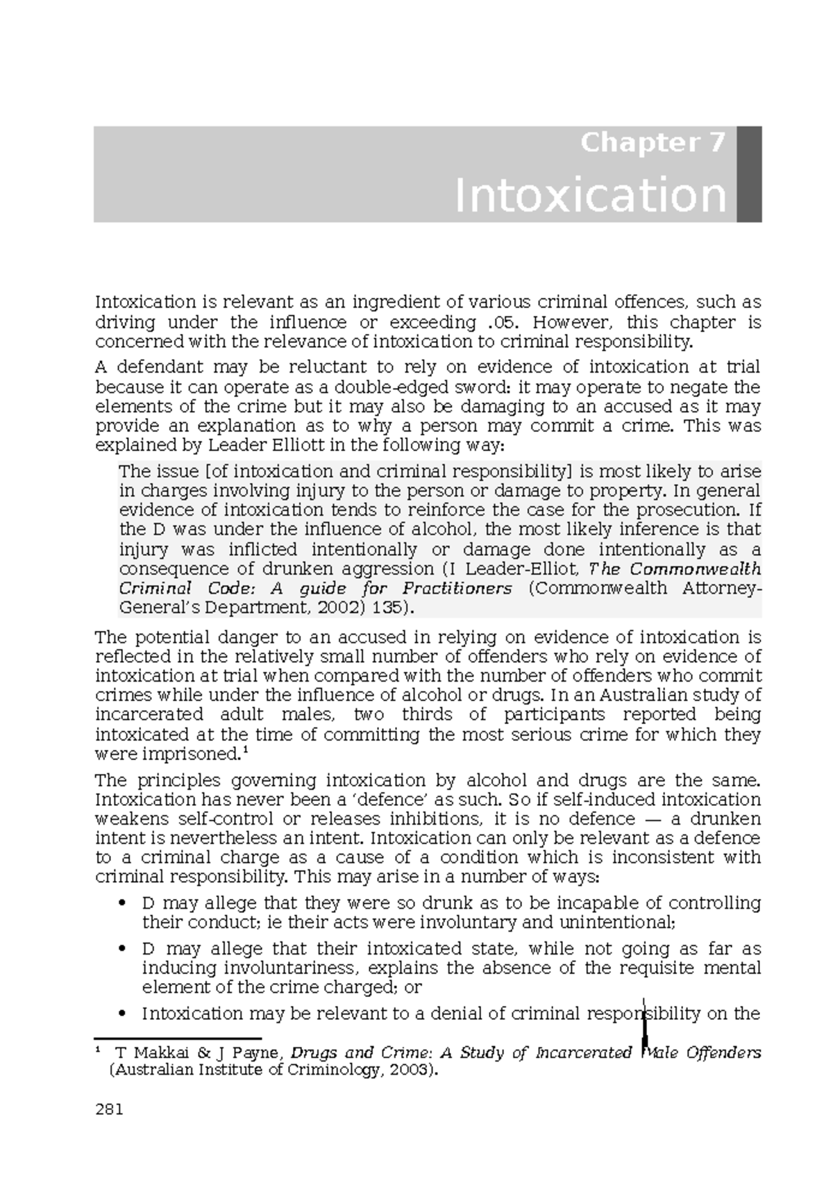 2014 Crim Text Chapt 7 Inoxication - Chapter 7 Intoxication ...