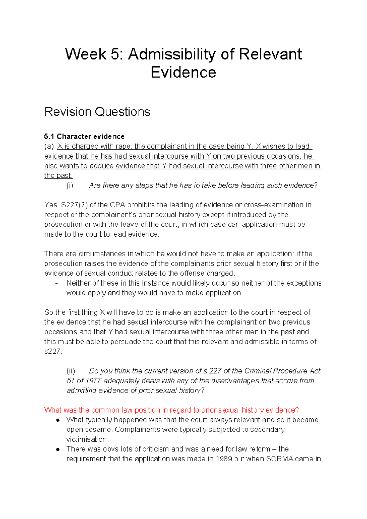 Week 5 Admissibility of Relevant Evidence - Week 5: Admissibility of ...