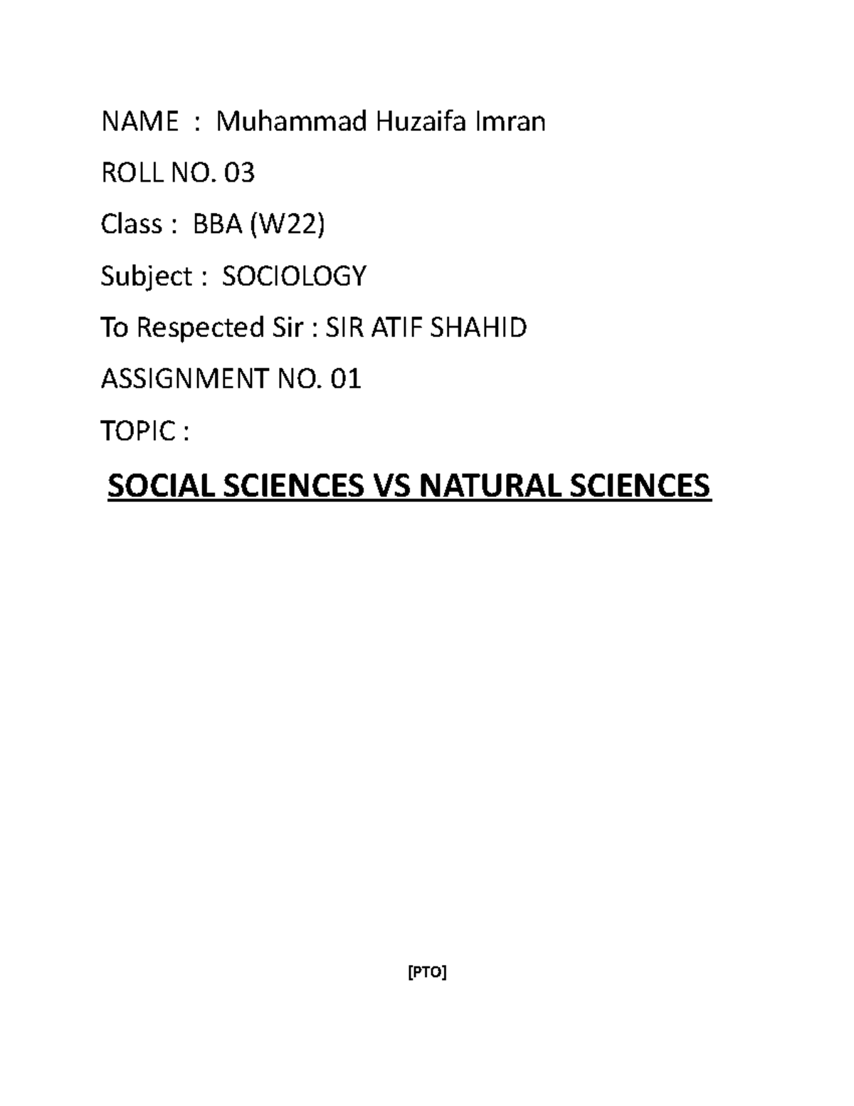 Muhammad Huzaifa Imran - NAME : Muhammad Huzaifa Imran ROLL NO. 03 ...