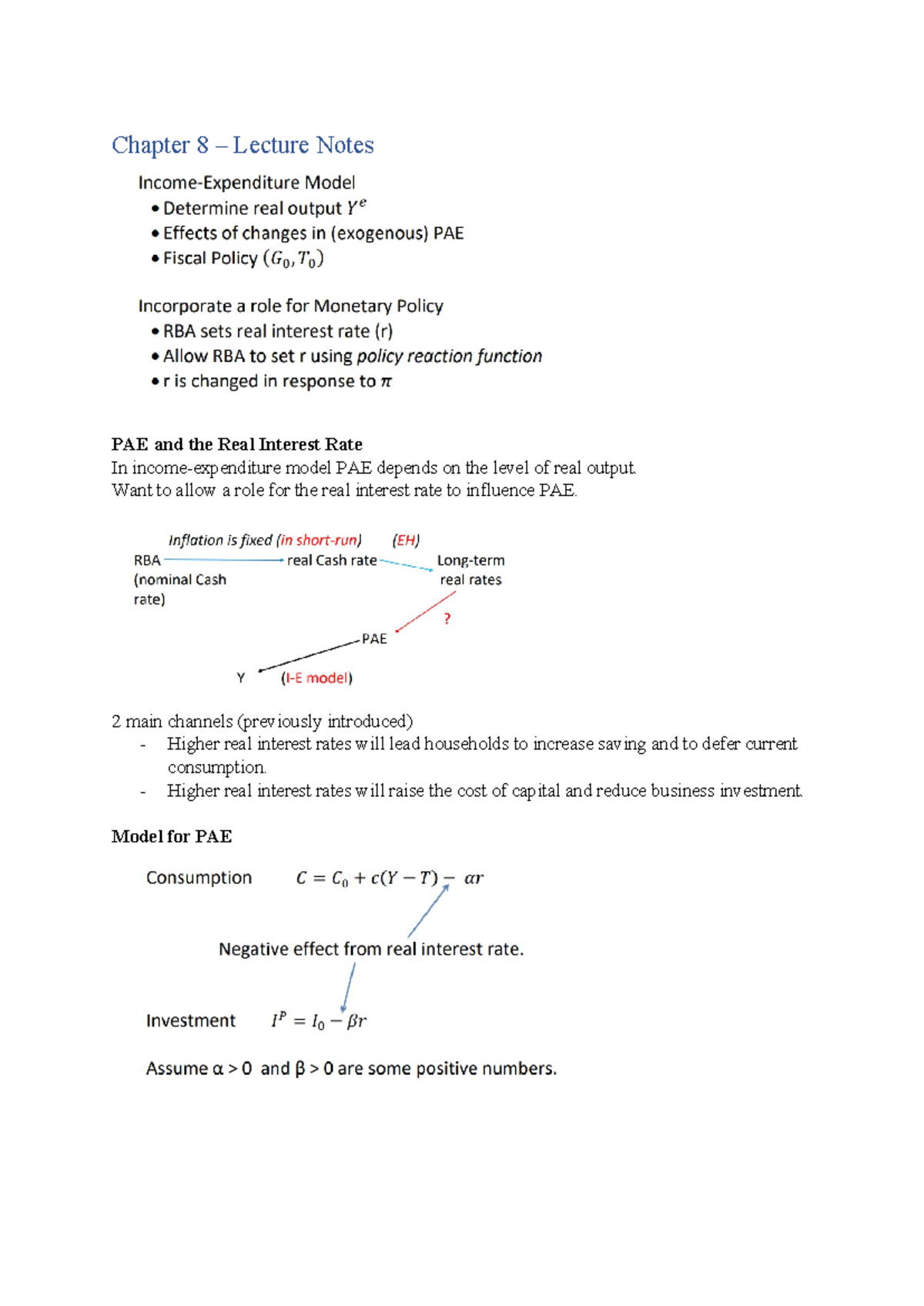 Chapter 8 Lecture Notes - Chapter 8 – Lecture Notes PAE and the Real ...