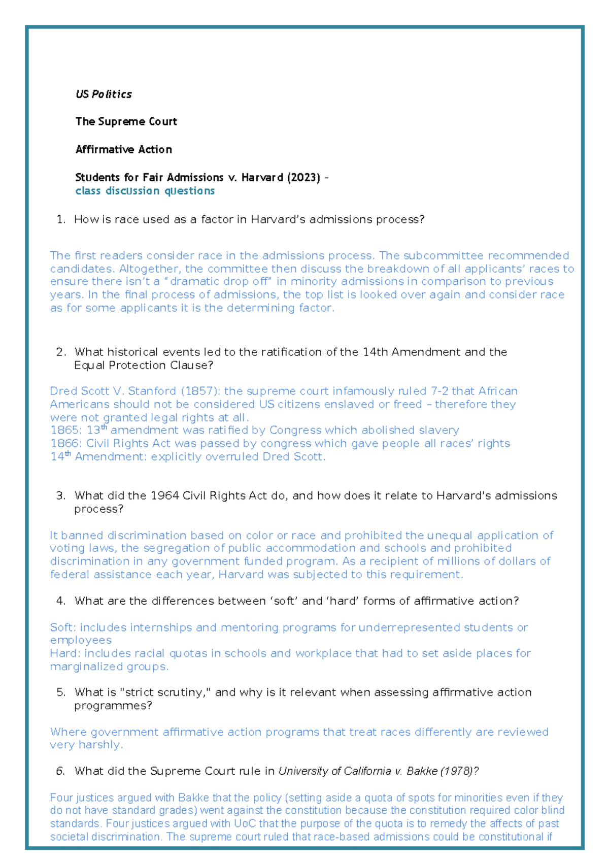 Affirmative Action - US Politics The Supreme Court Affirmative Action ...