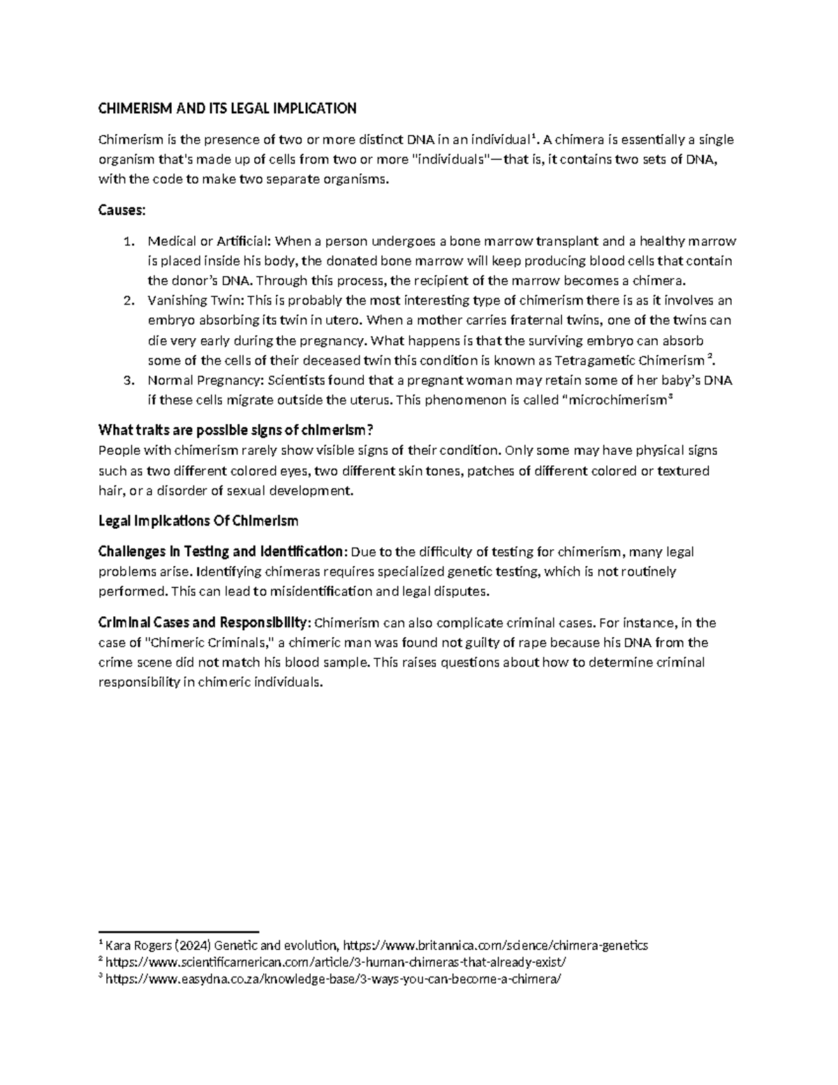 Chimerism AND ITS Legal Implication - CHIMERISM AND ITS LEGAL ...