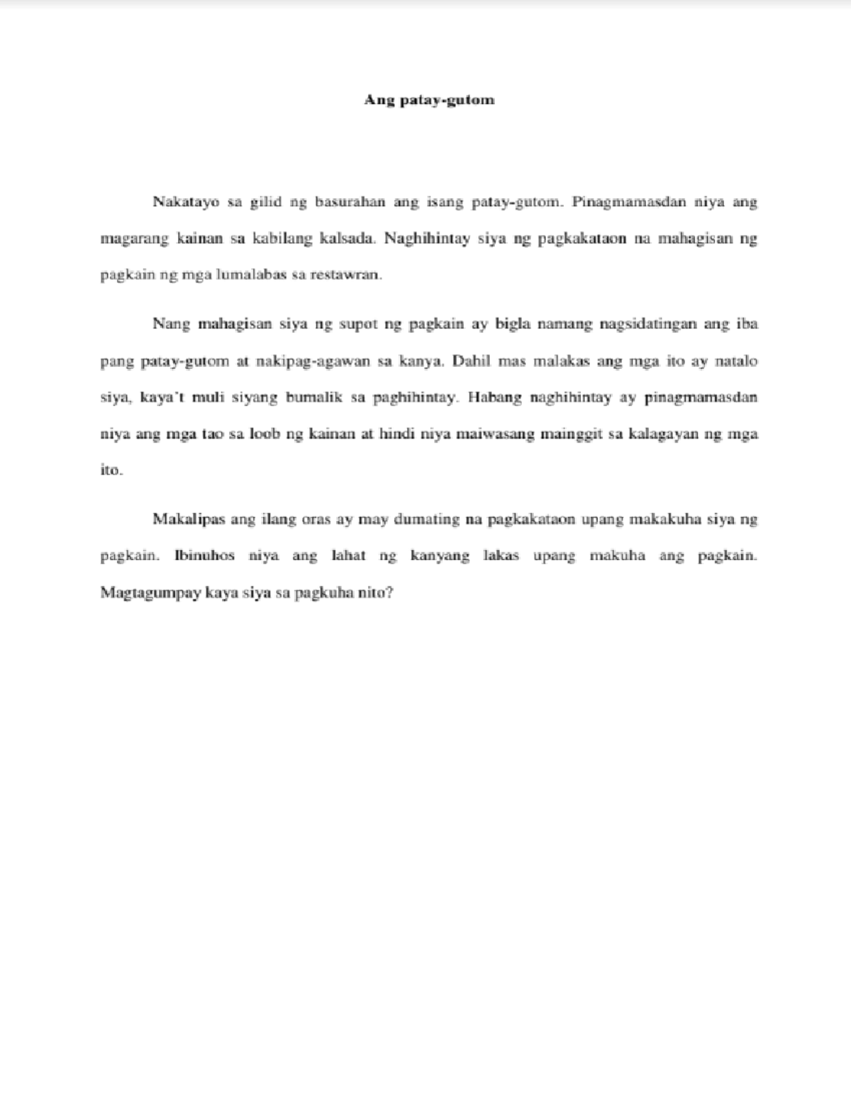 Ang patay gutom - Business Administration - Studocu