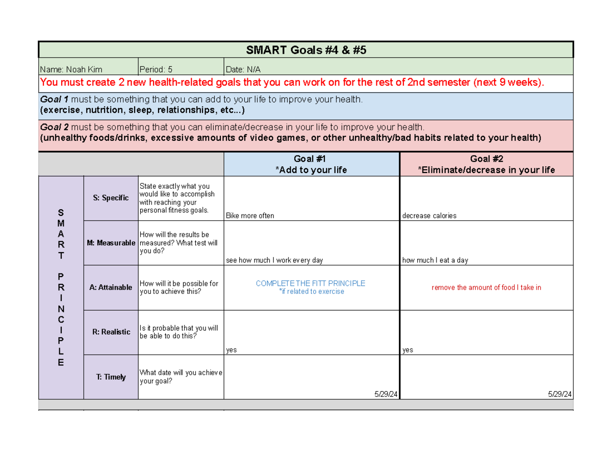 Copy of 9th Smart Goals #4&5 - 9th Smart Goals #4&5 - SMART Goals #4 ...
