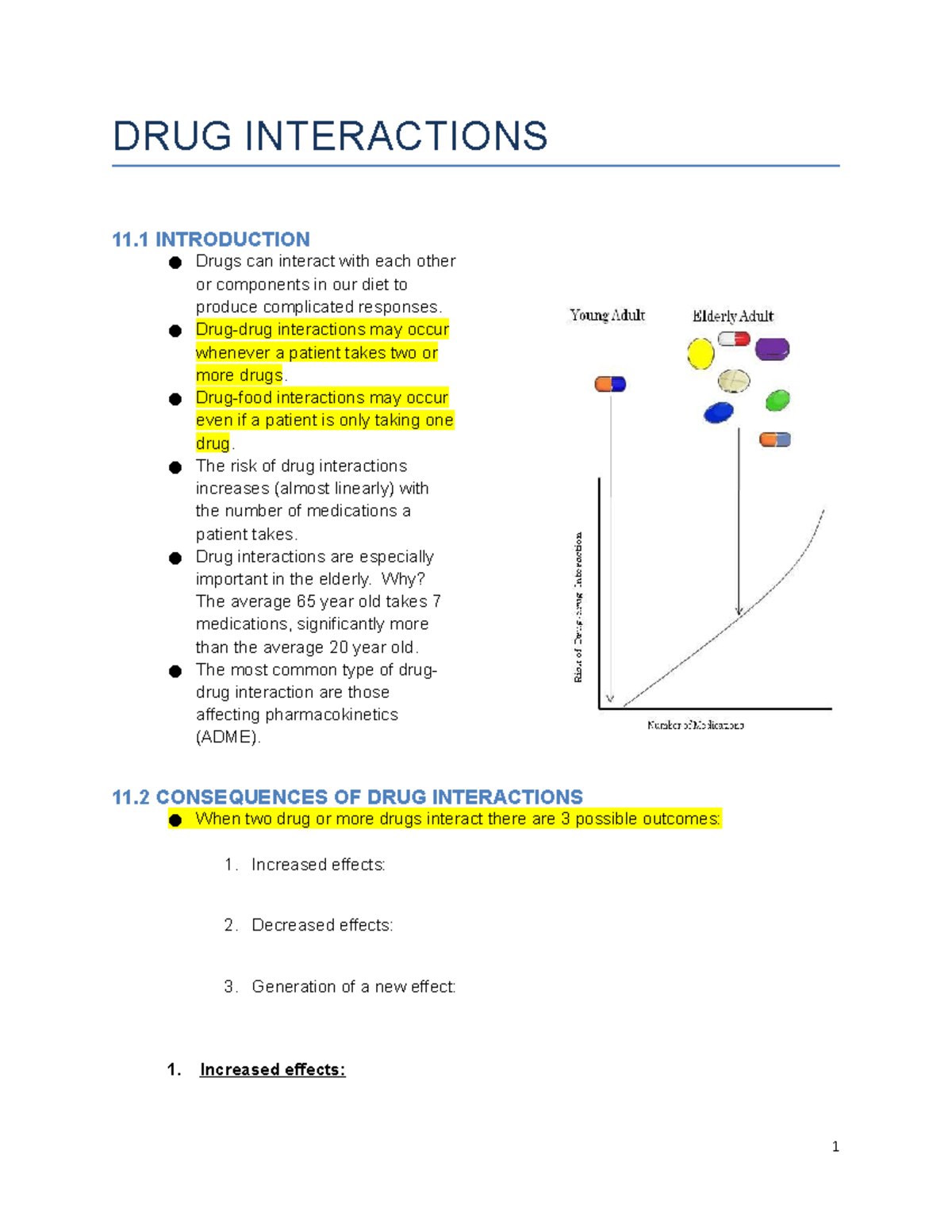 Module 11 Drug Interactions - DRUG INTERACTIONS 11 INTRODUCTION Drugs ...