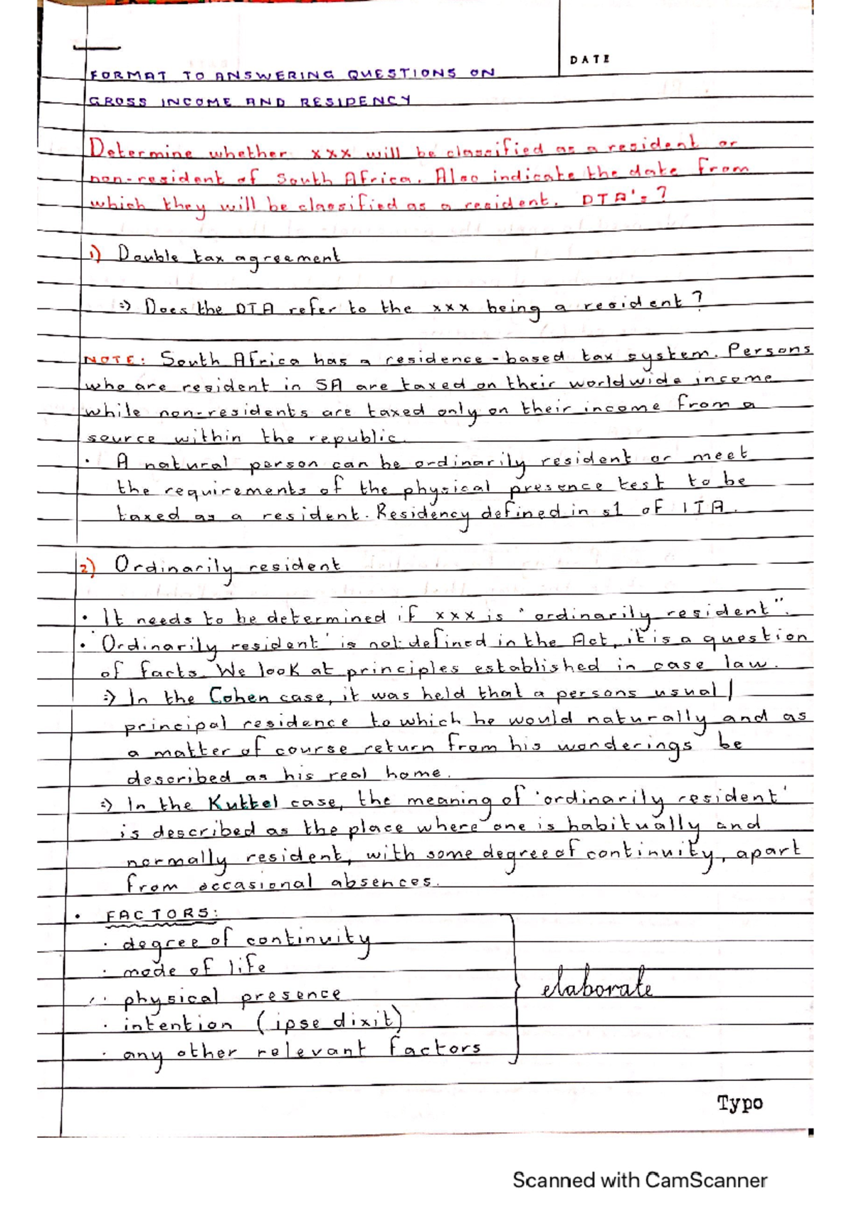 Gross income and residency - BEL 200 - Studocu