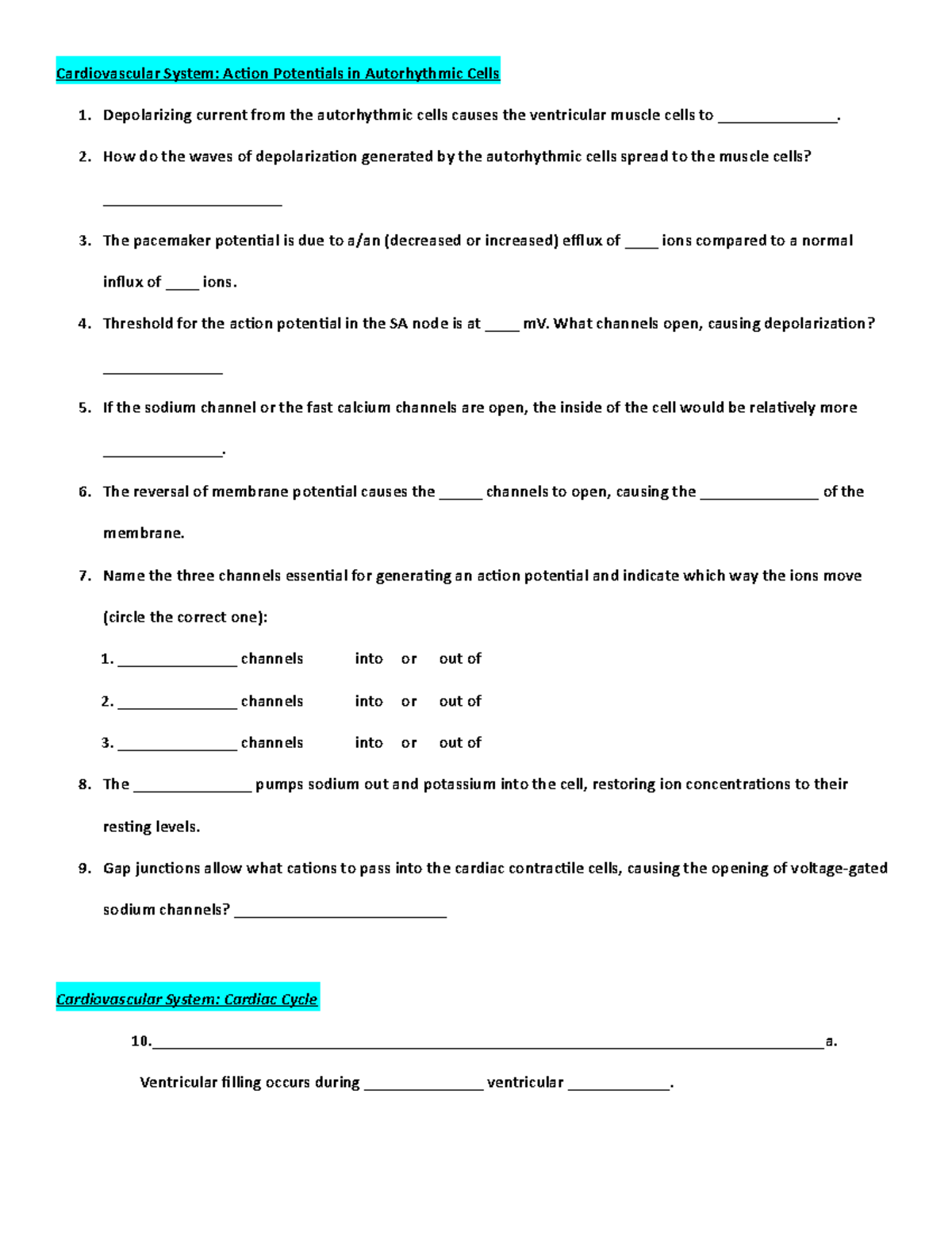 Cardiovascular System Worksheet Cardiovascular System Action cardiovascular-system-worksheet-cardiovascular-system-action