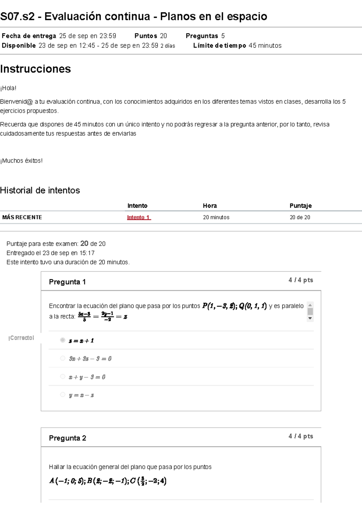 S07.s2 - Evaluación continua - Planos en el espacio Introduccion A LA Matematica PARA Ingenieria ...