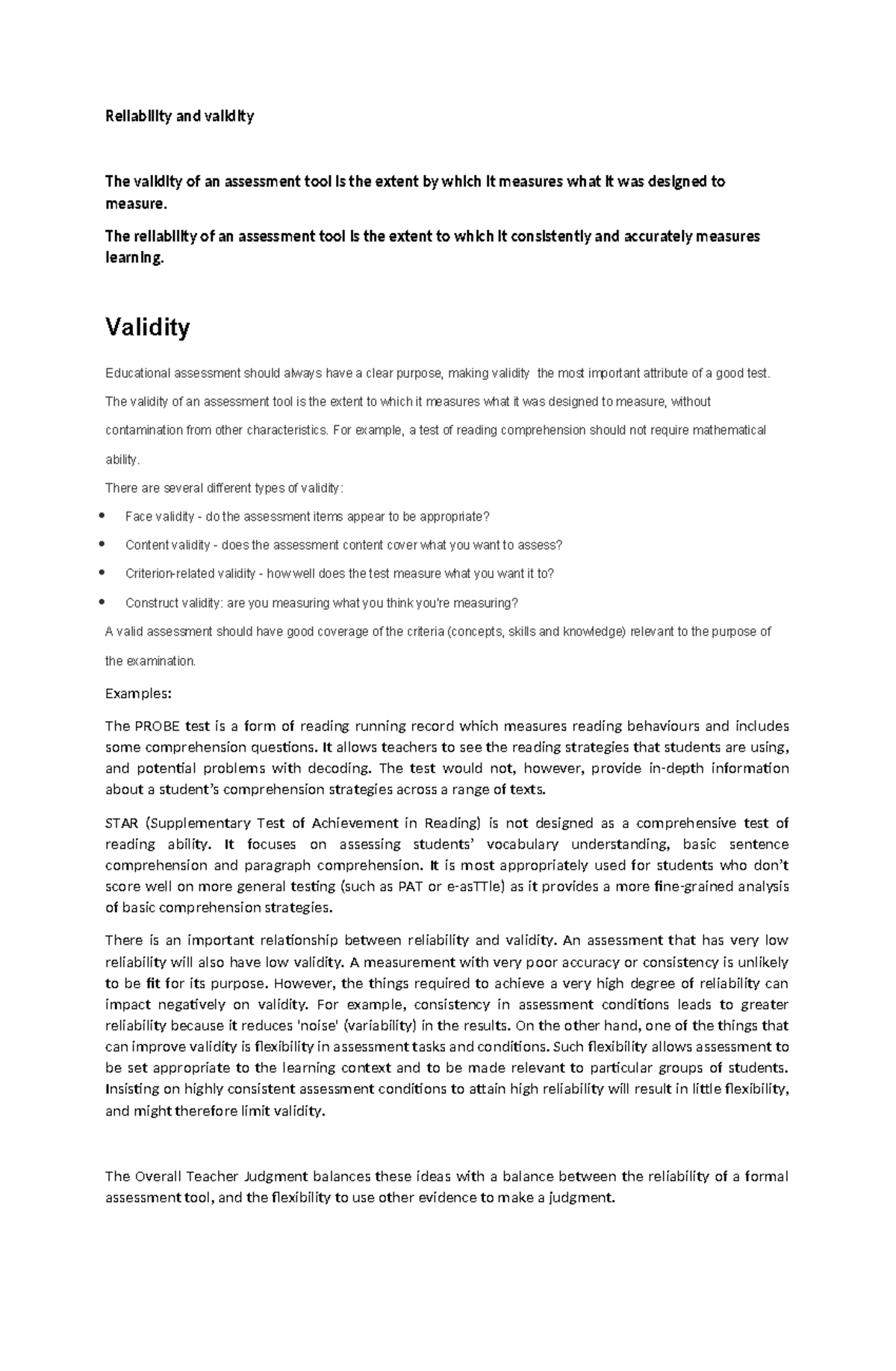Validity and reliability - Reliability and validity The validity of an ...