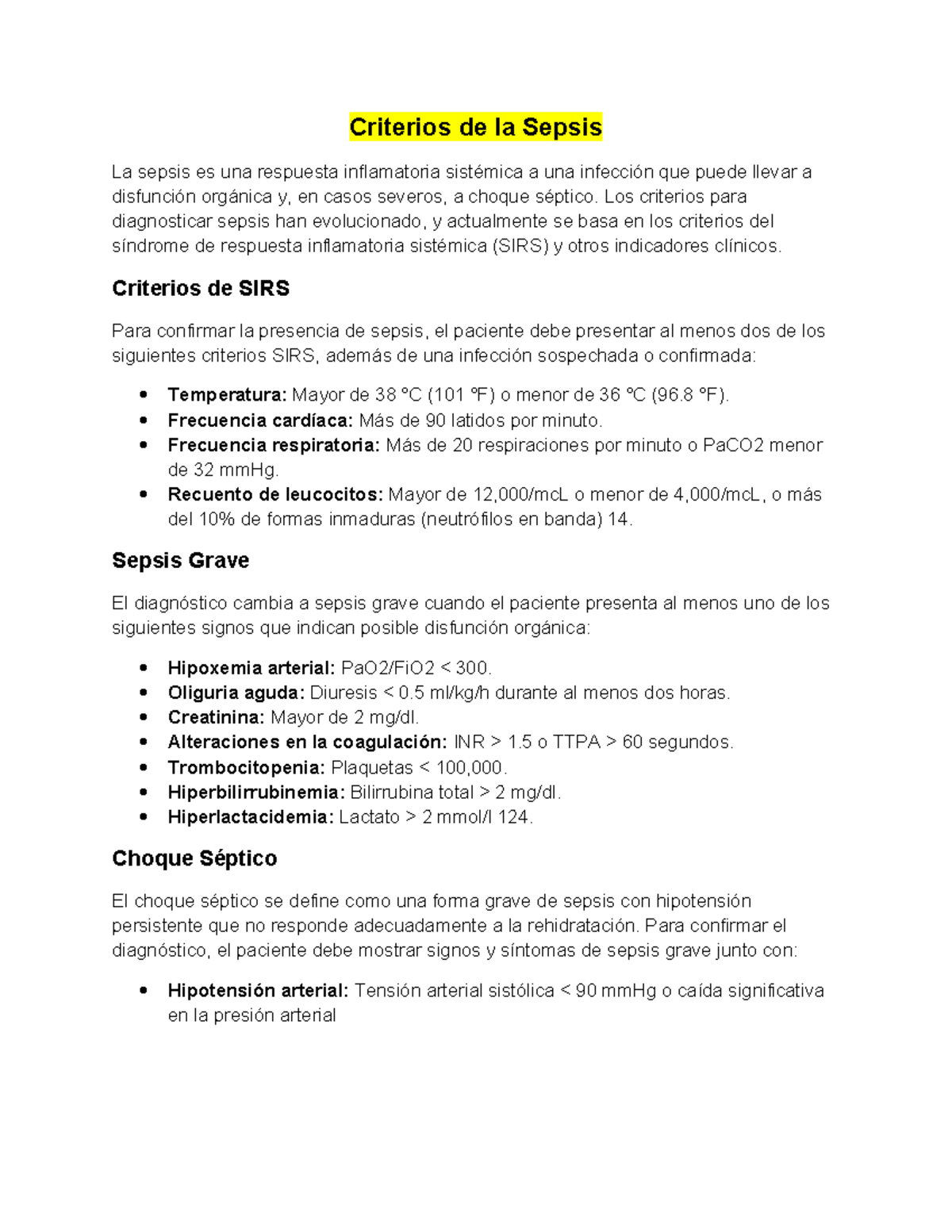 Criterios de la Sepsis - Los criterios para diagnosticar sepsis han ...
