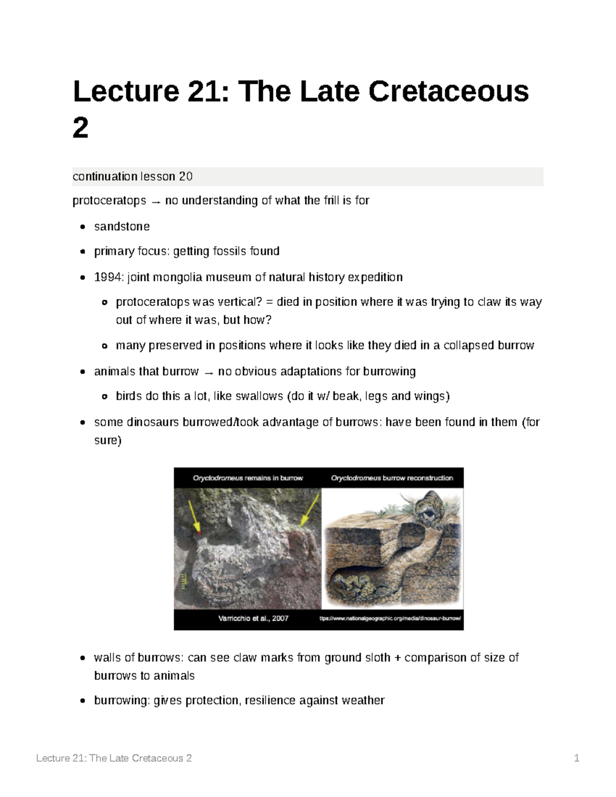 Lecture 21 The Late Cretaceous 2 - Lecture 21: The Late Cretaceous 2 ...