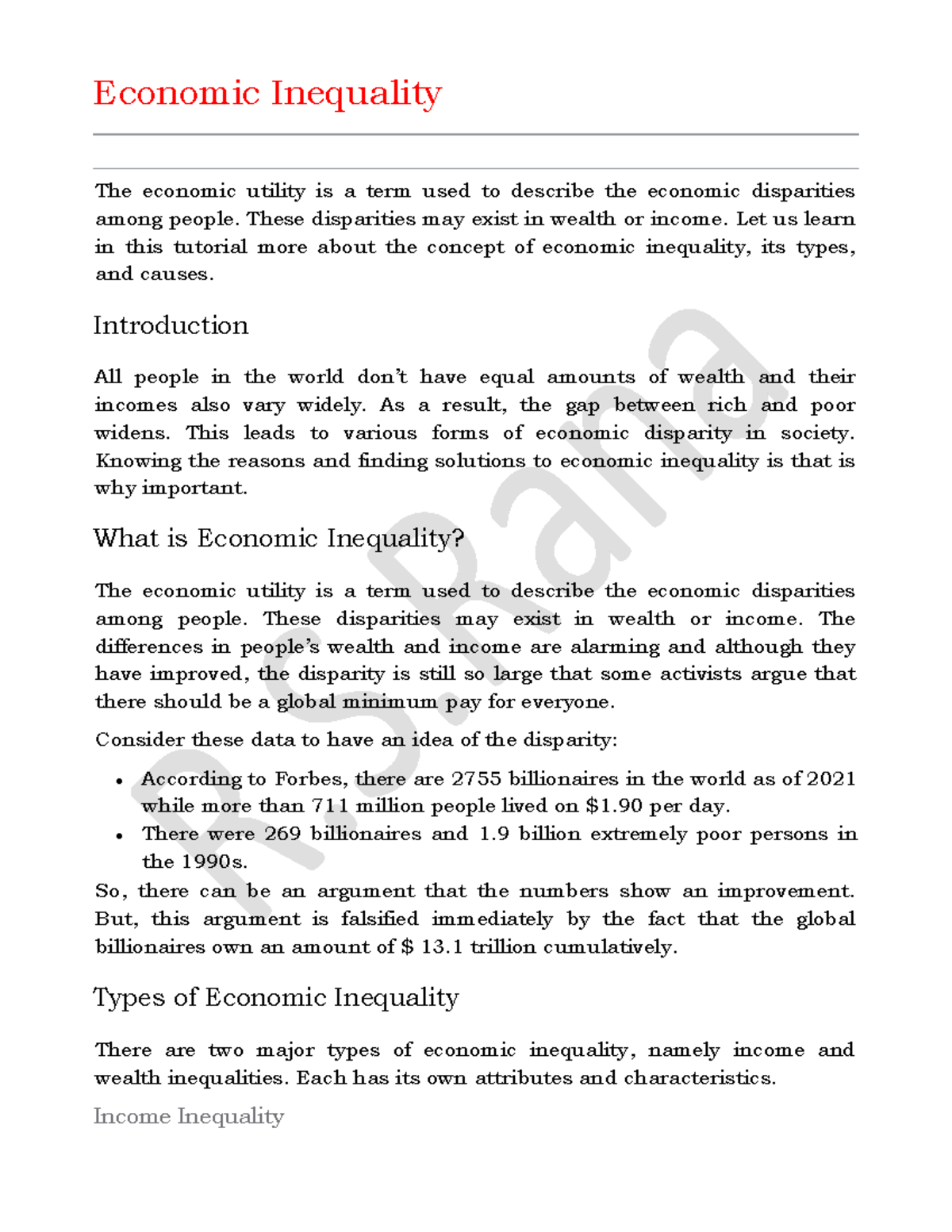 Economic Inequality - These disparities may exist in wealth or income ...